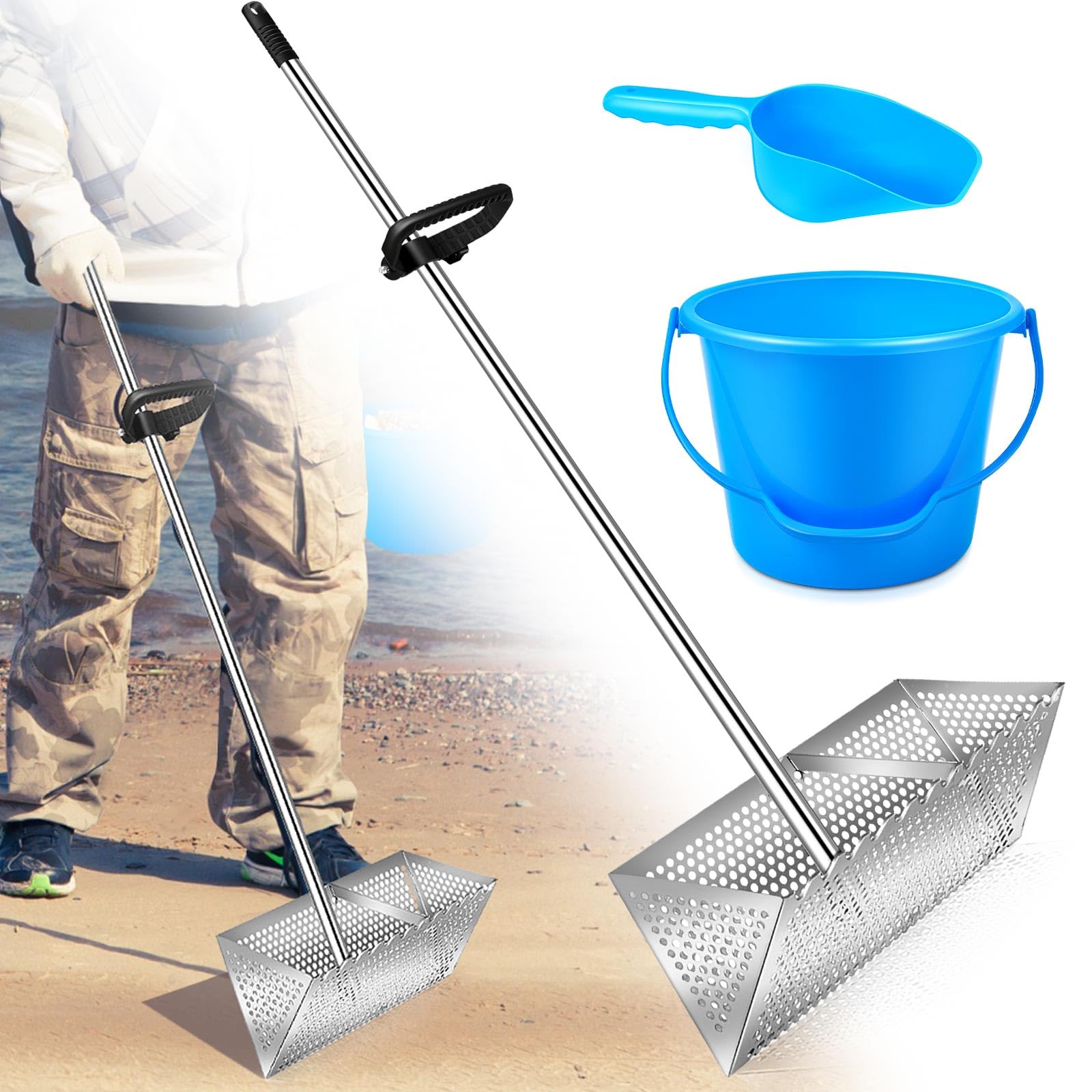 Sand Sifter THILEMON Stainless Steel Sand Flea Rake With Detachable ...
