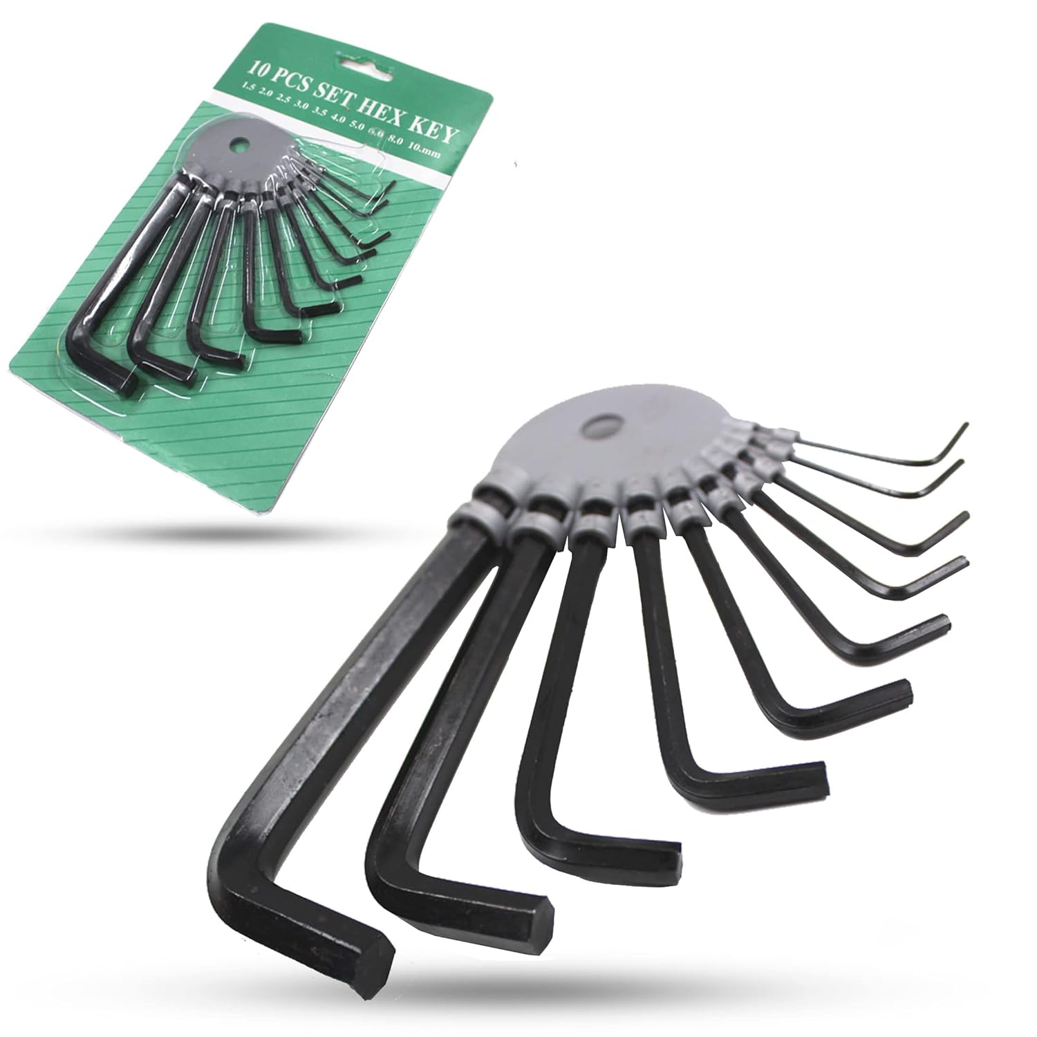 Hillgrove HGCM571M1 10Pcs Full Hex Allen Key Kit Spanner Goti Wrench L ...