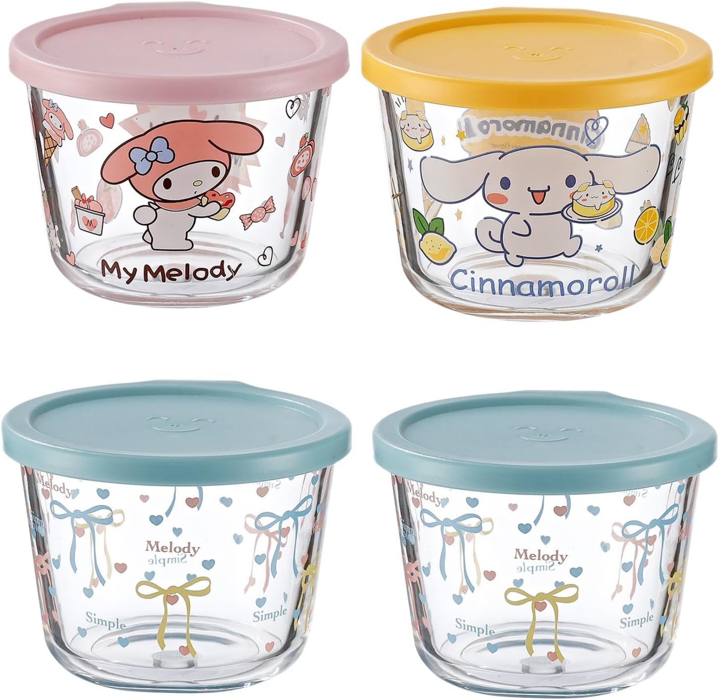 Amazon.com: yaocoral 4 Pack 9 OZ Small Cute Glass Containers with Lids ...