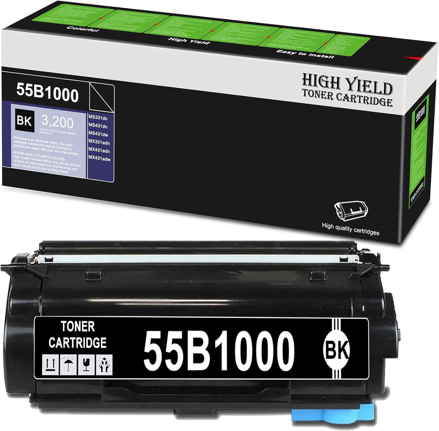 Amazon.com: SLIKIA MS331 (55B1000) Black Remanufactured Toner Cartridge ...