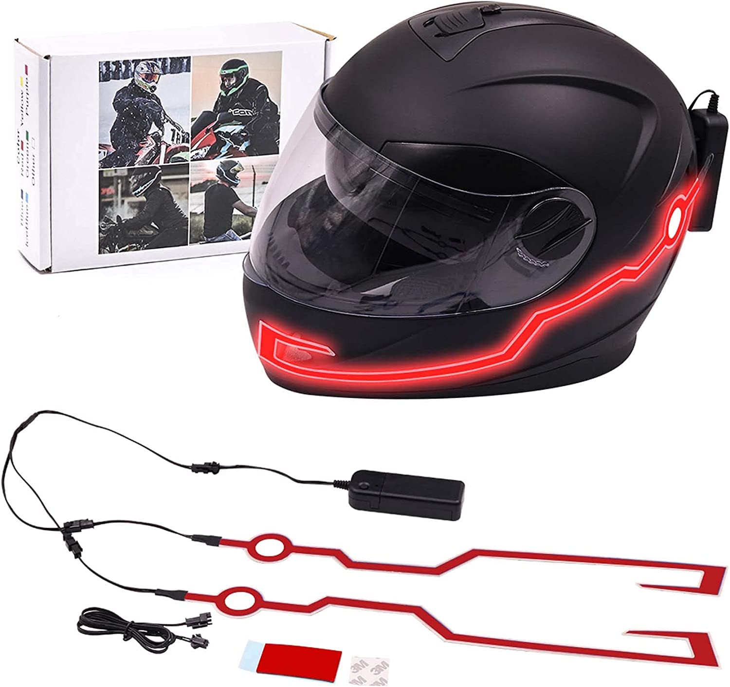 Automaze EL LED Wire Helmet Light Strip, 3 Flash Models For for ...