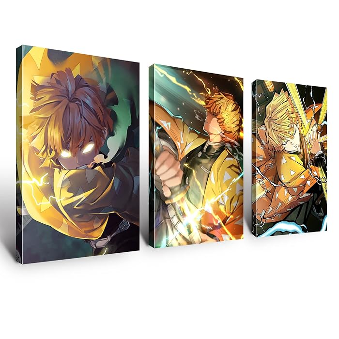 Buy Anime Posters Demon Slayer Zenitsu Poster Canvas Wall Art Kimetsu ...