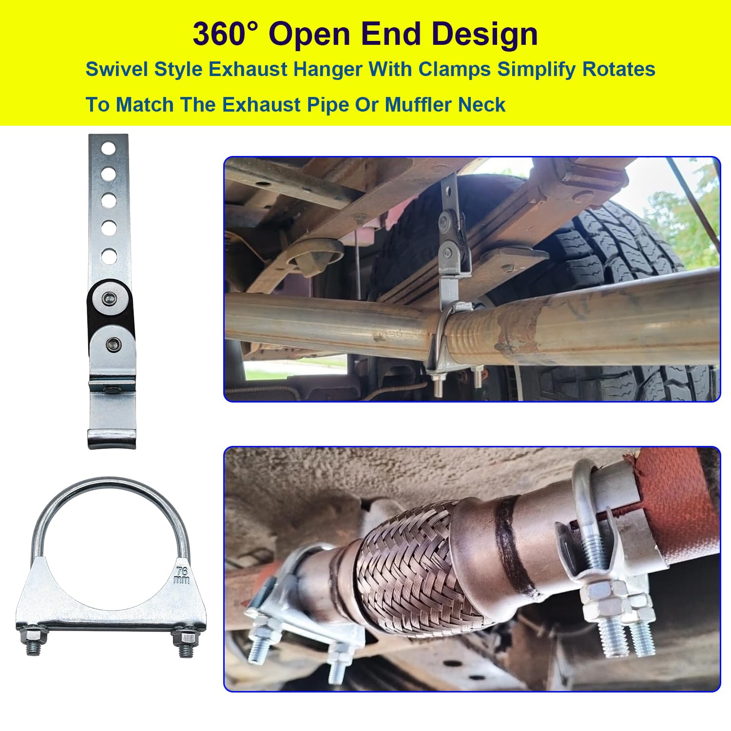 Snapklik.com : 3Inch Exhaust Hanger Kits,2 Holes And 4 Holes Adjustable ...