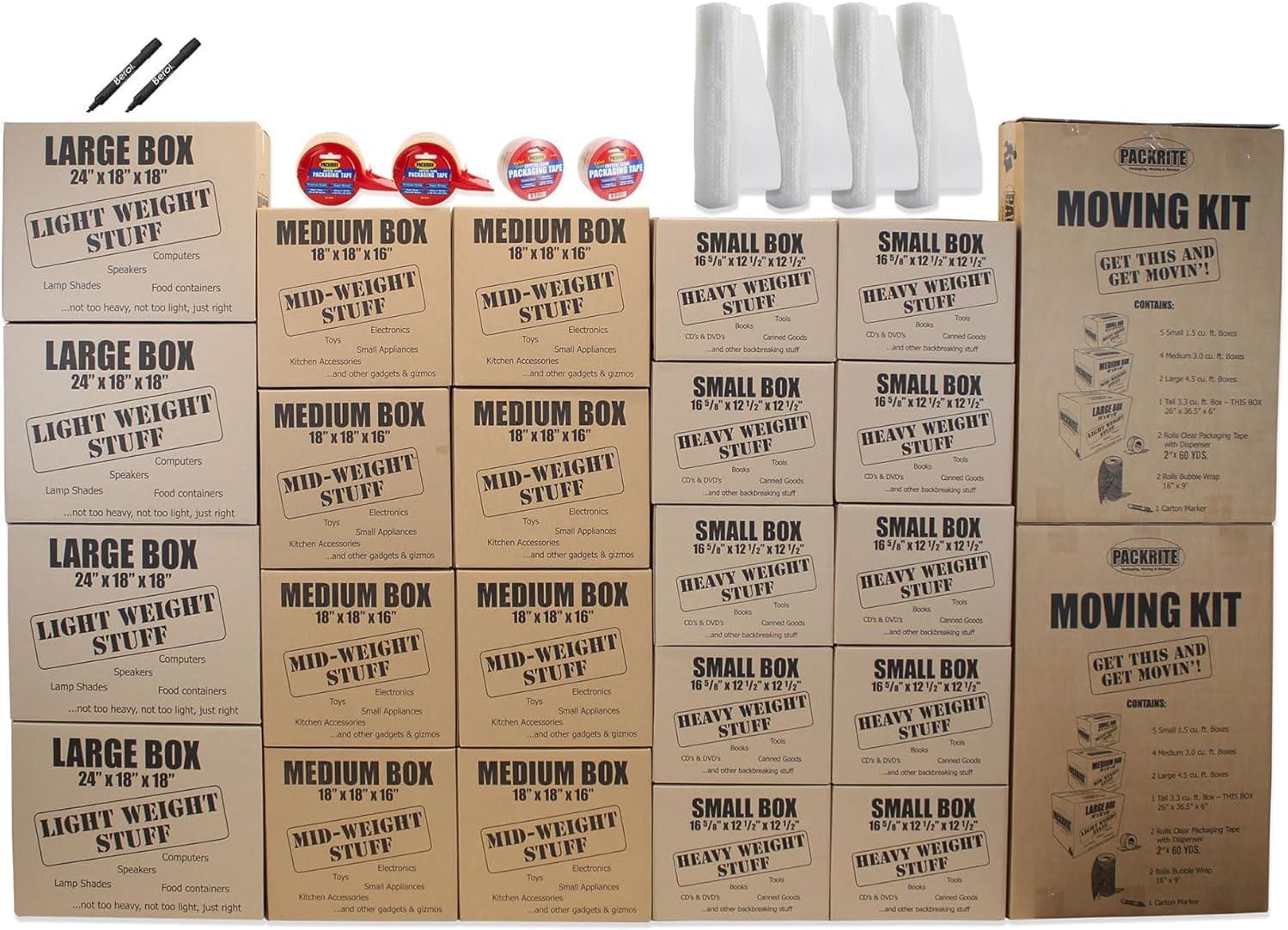 Amazon.com : U-Haul Large Moving Boxes - Pack of 10 Boxes - 18” x 18” x ...