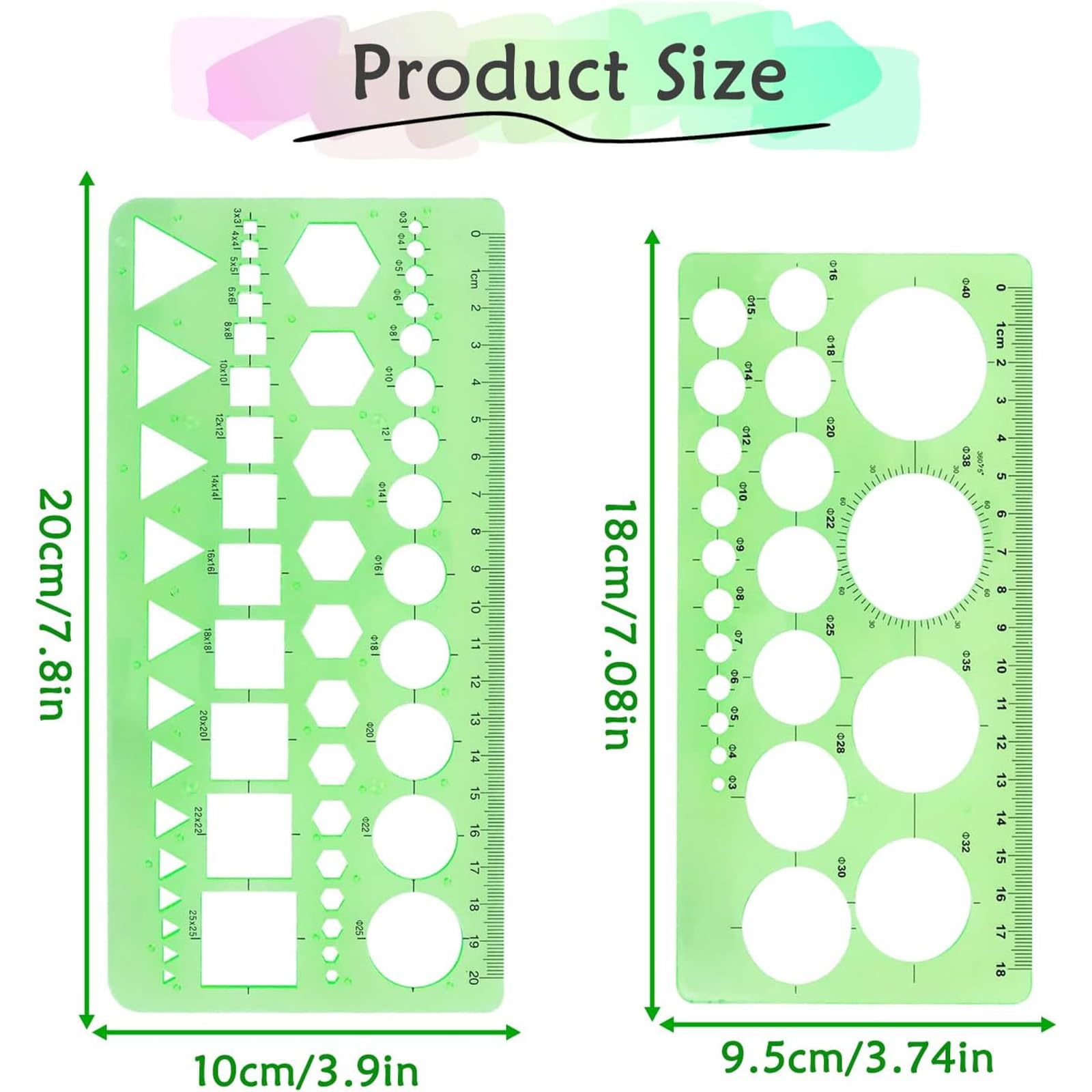 2 Pcs Circle Template,Geometric Stencils,Geometric Stencil Plastic ...
