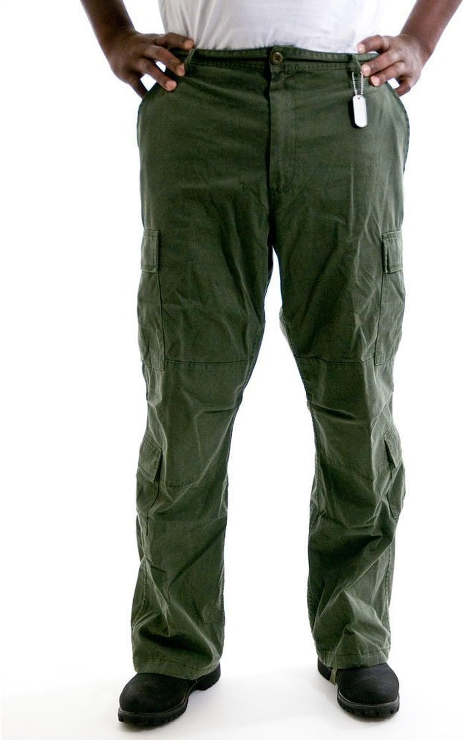 Paratrooper Cargo Pants, Washed for a Retro Look and Feel (Large, OLIVE ...