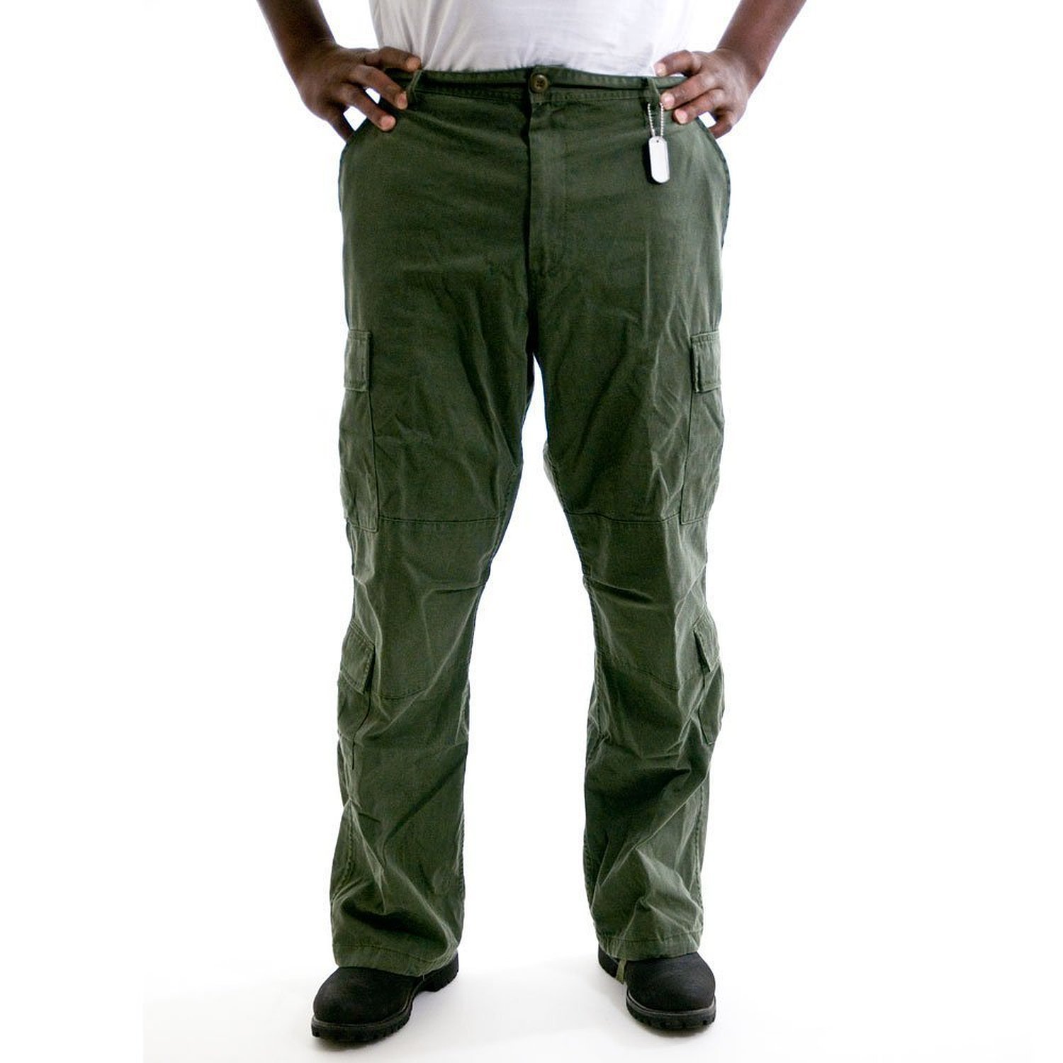Paratrooper Cargo Pants, Washed for a Retro Look and Feel (Large, OLIVE ...