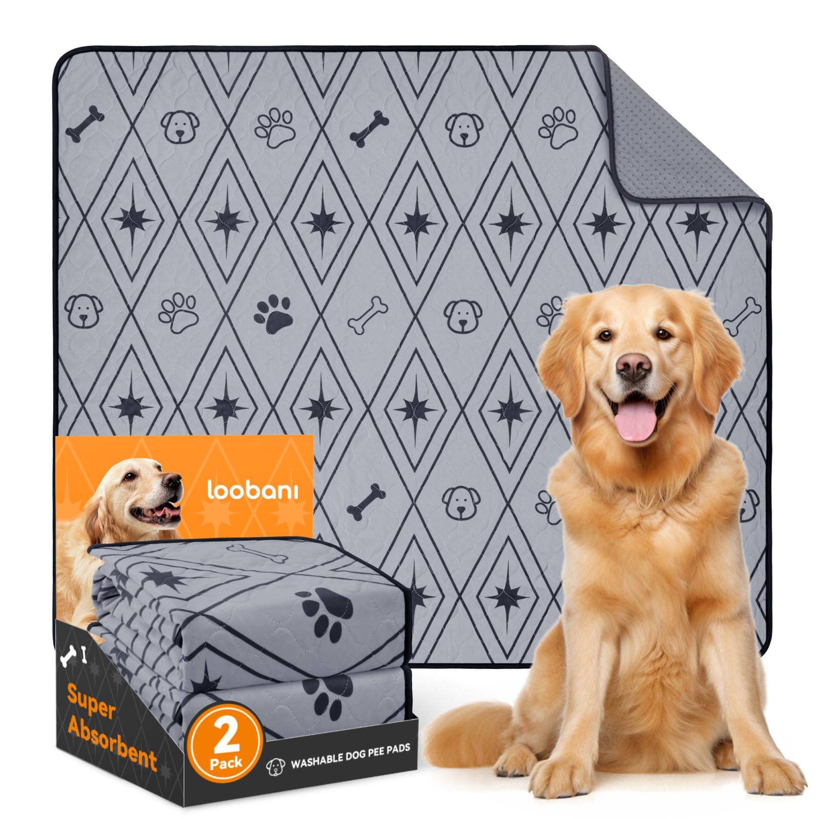Amazon.com: LOOBANI Washable Pee Pads for Dogs: 2 Pack 31"x36" Washable Puppy Pads, Reusable Pee ...