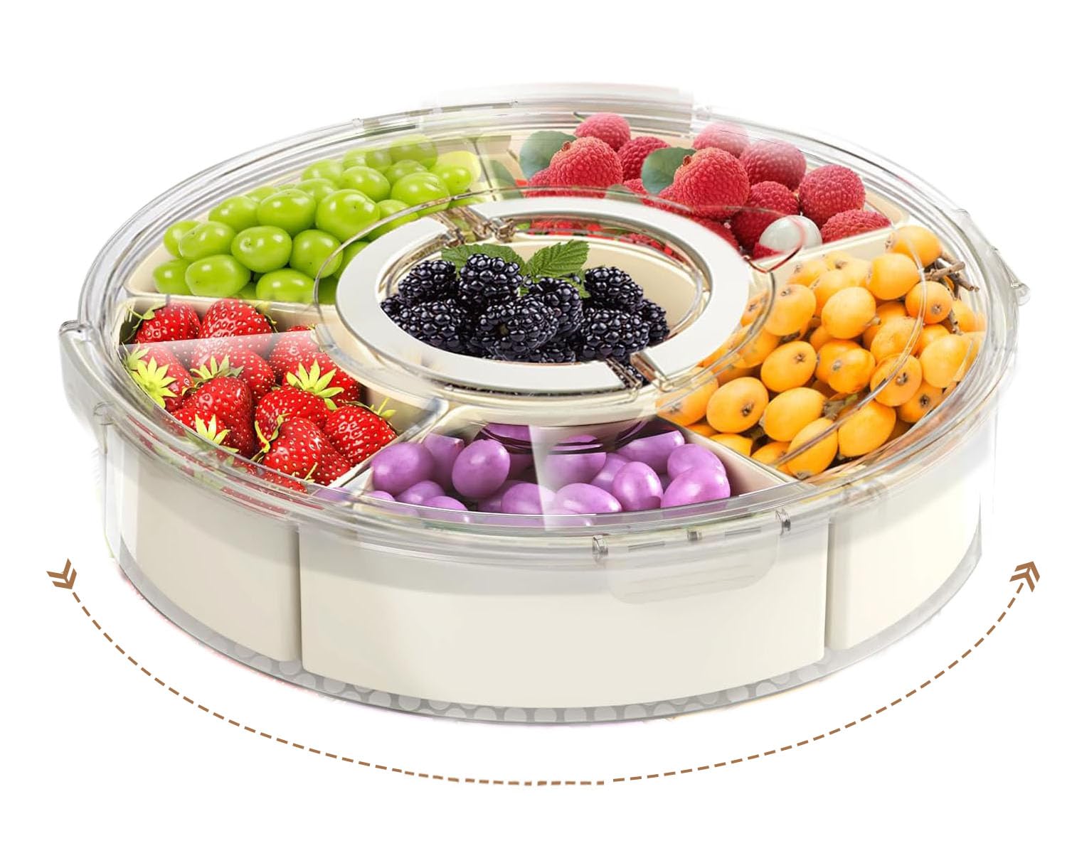 Snackle Box Container,Rotatable Serving Trays with Lids and Handle,6 ...