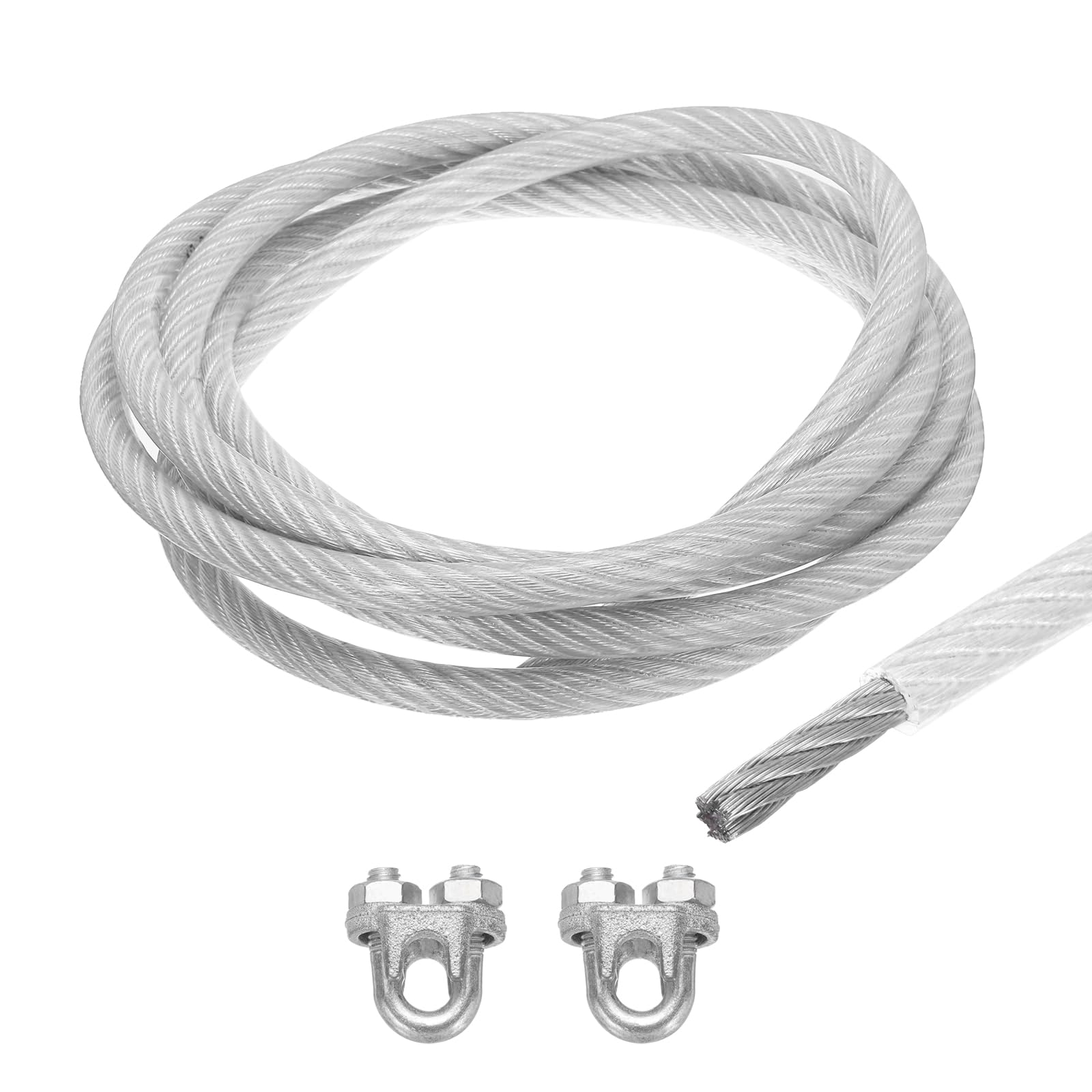 Amazon.com: MECCANIXITY 12mm (1/2 inch) Clear Vinyl Coated Wire Rope ...