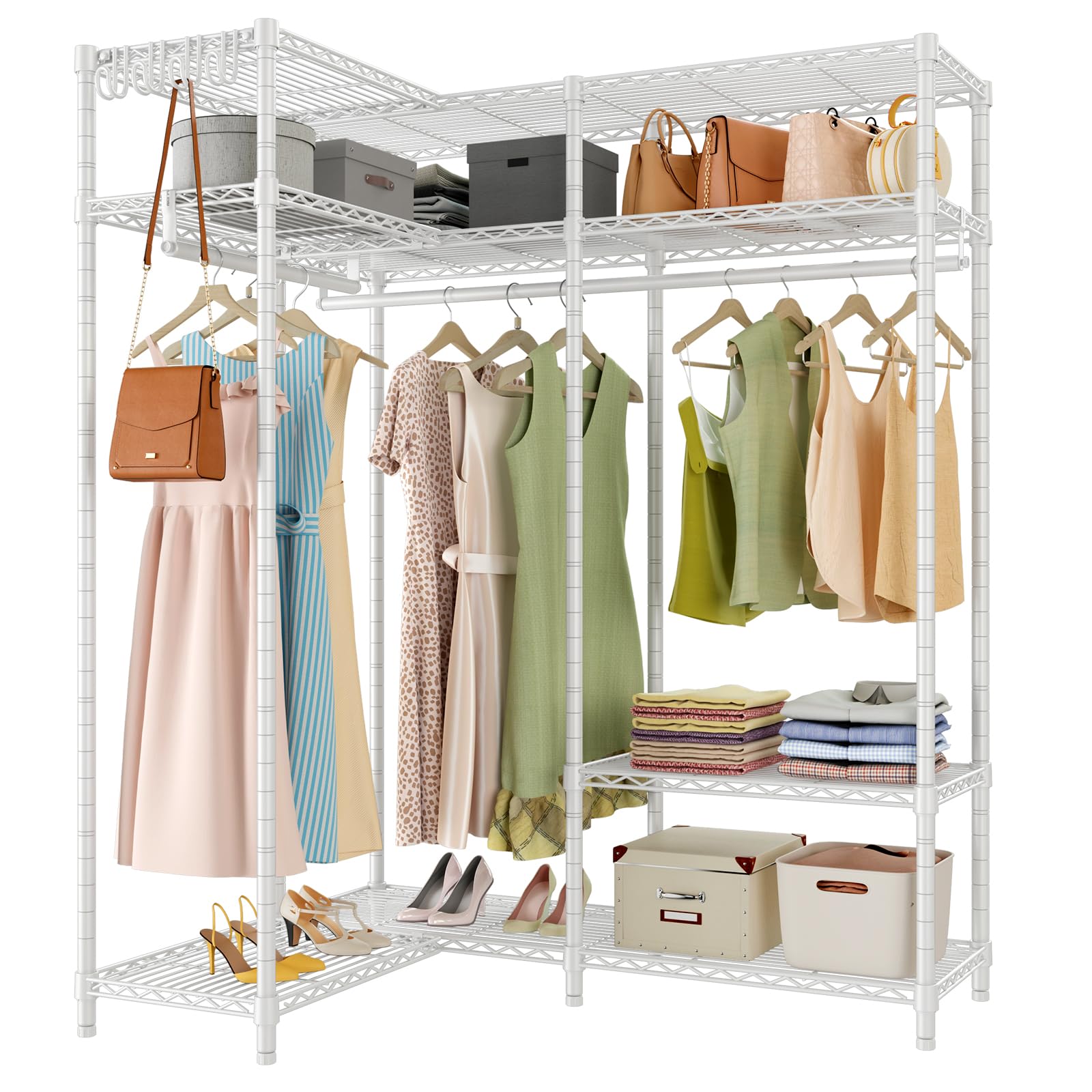 Buy VIPEK L30 Corner Closet System L Shaped Garment Rack with Shelves ...