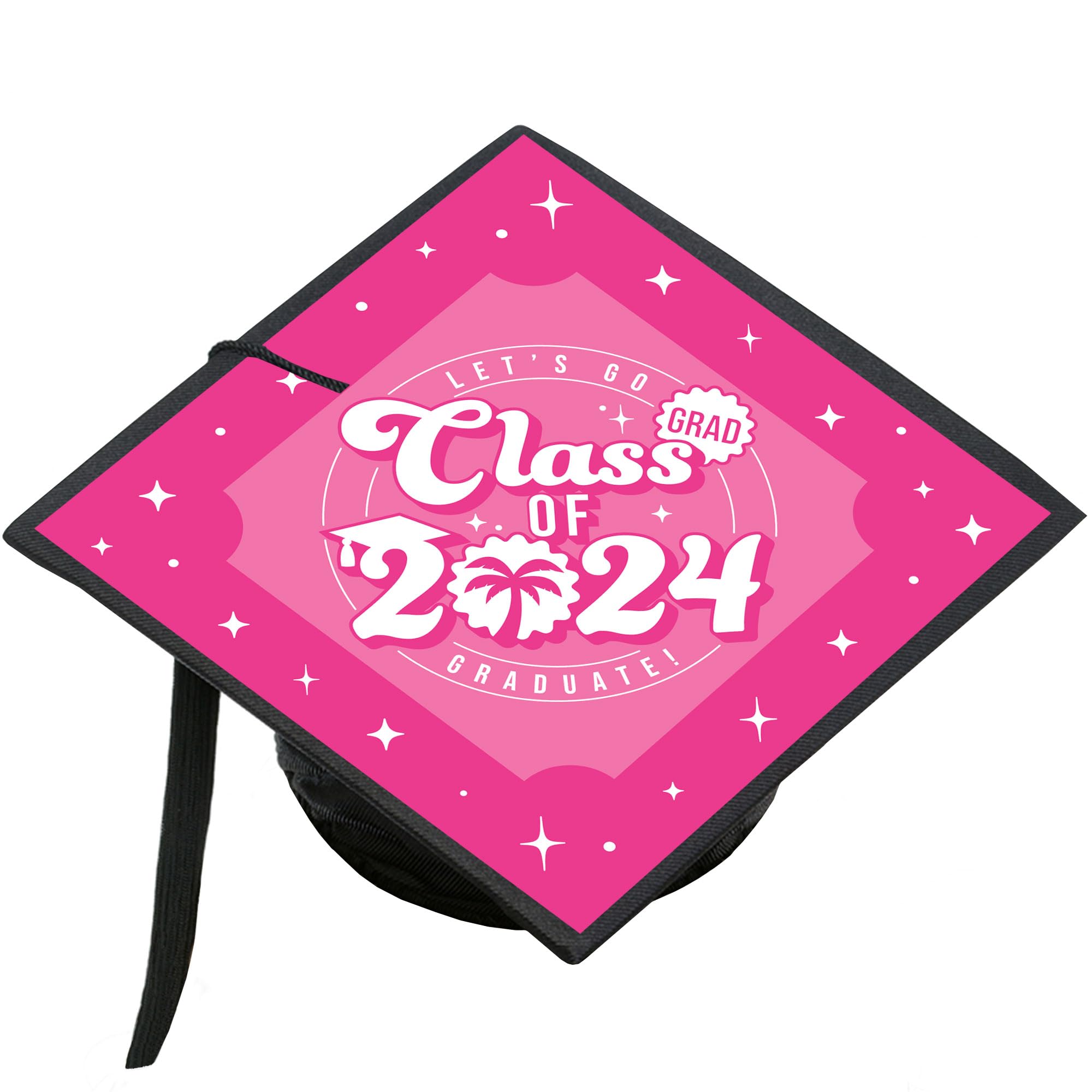 Pink Graduation Logo Class Of 2022 With Graduation Cap. Flat Simple