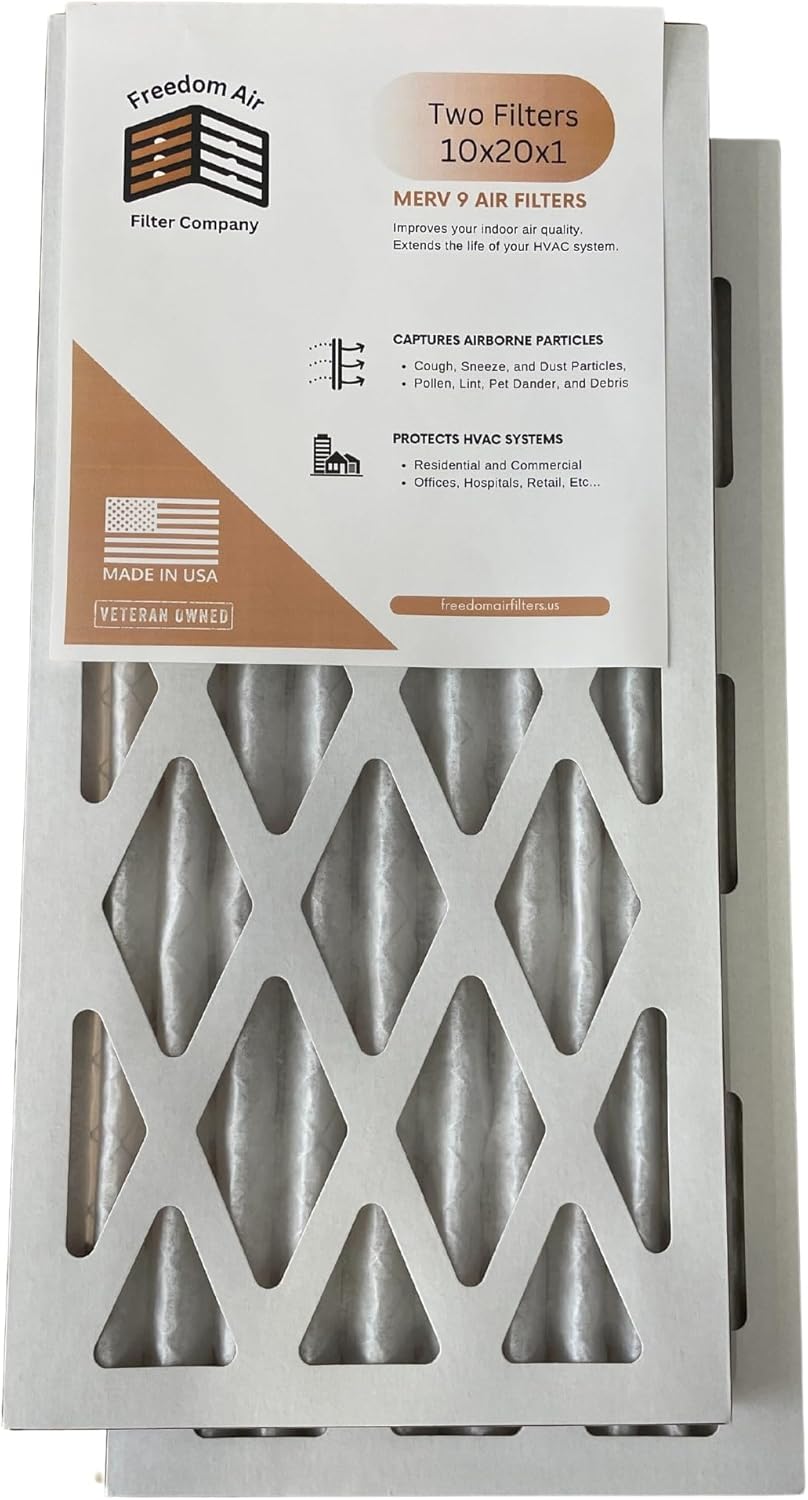 10x20x1- Pleated HVAC Furnace Air Filter- Merv 9- Pack of 2 - Amazon.com