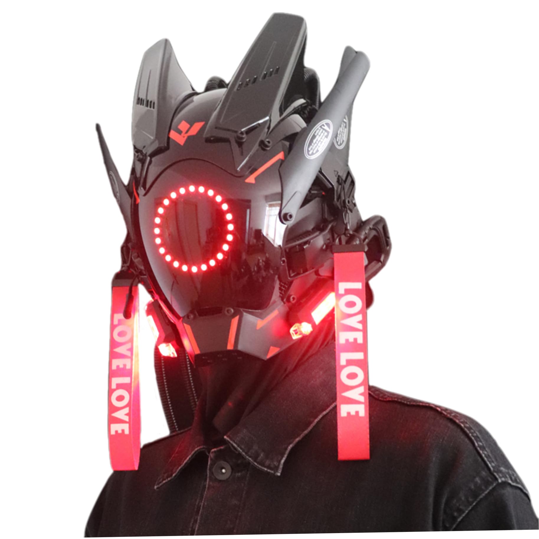 Amazon.com: Ckuakiwu Cyber Helmet, LED Light Visible Cyber Mask ...