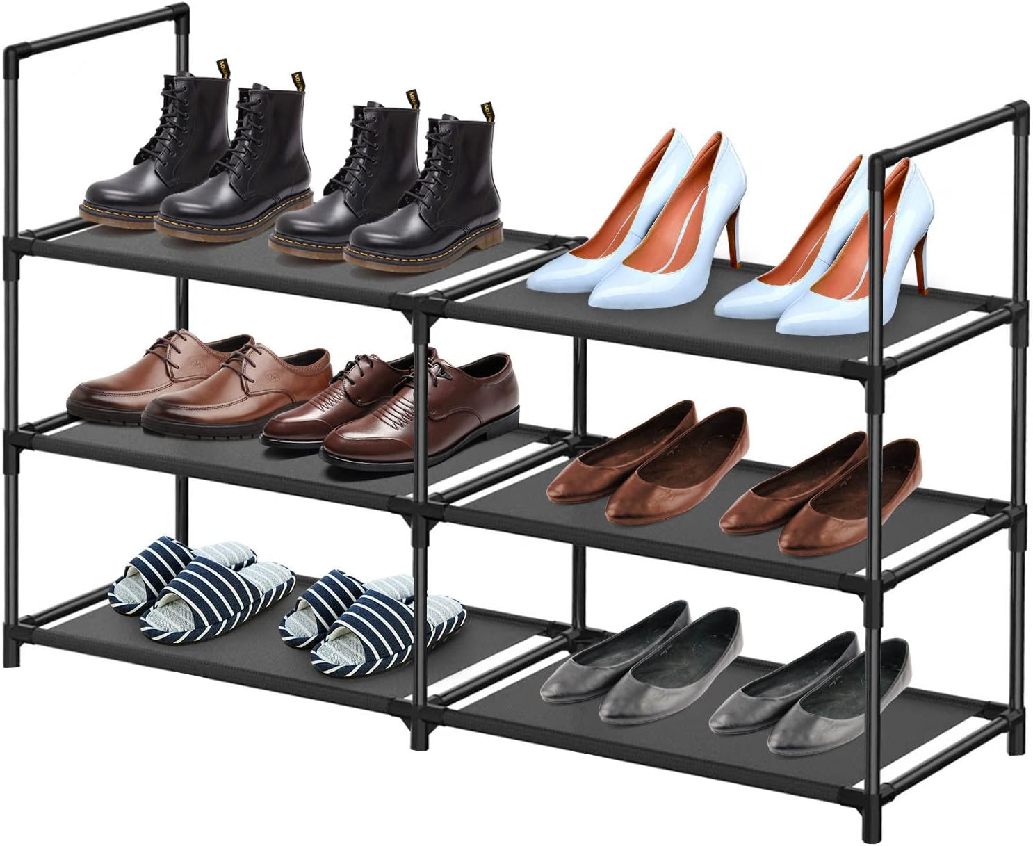 Amazon.com: SmartYeen 3-Tier Shoe Rack,12 Pairs Shoe Shelf Storage ...