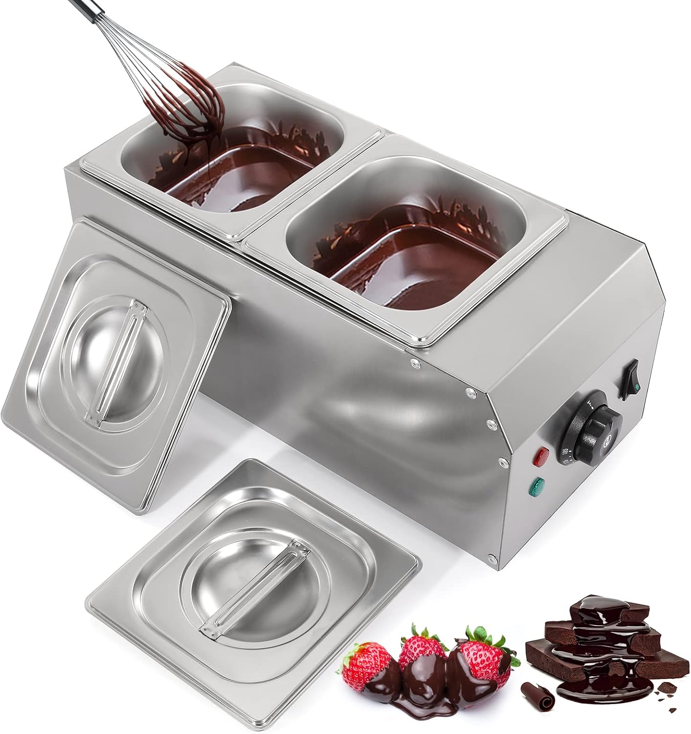2-Tanks Chocolate Melting Machine Upgraded Chocolate Tempering Pot 600W ...