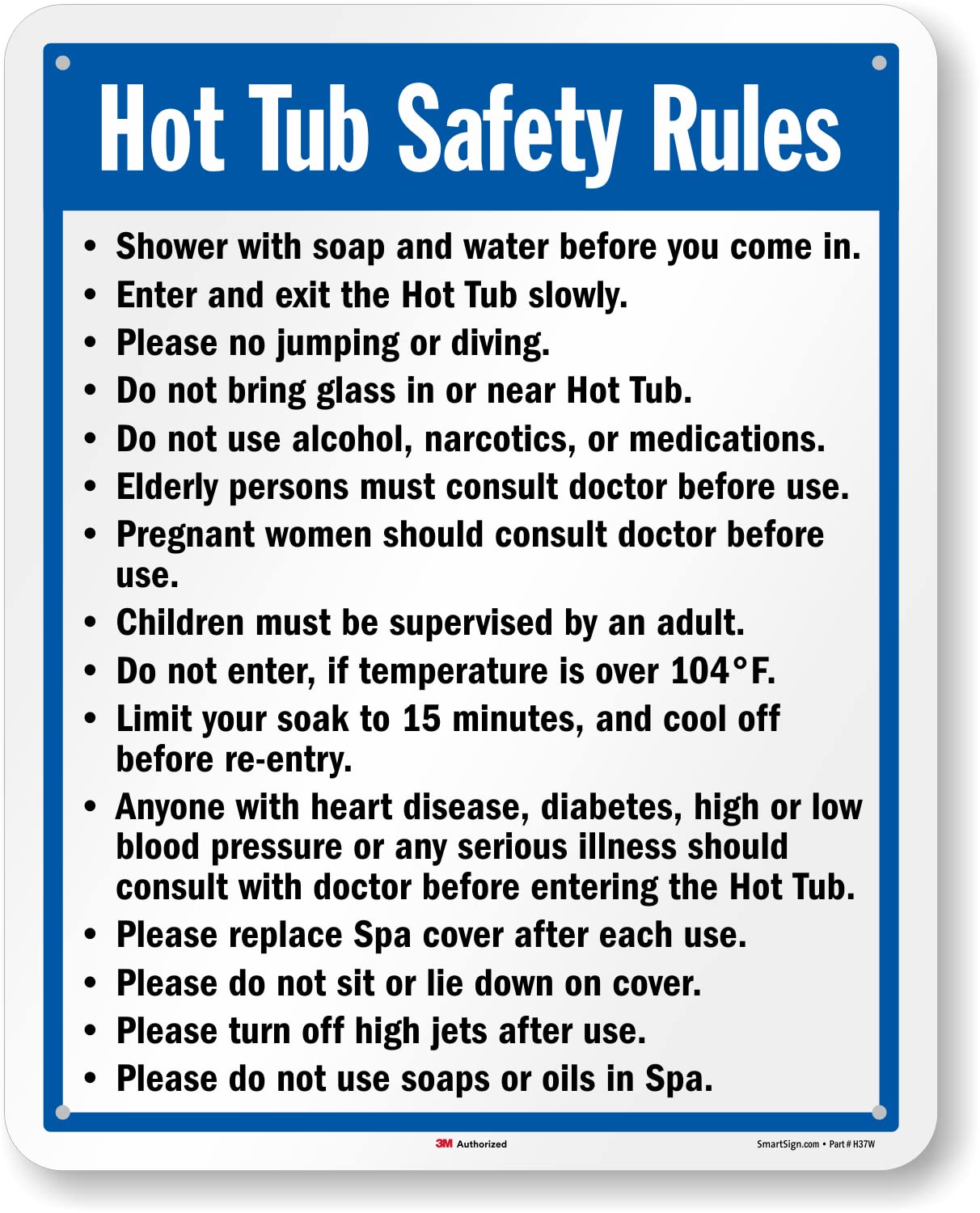 Amazon.com: SmartSign 30 x 24 inch “Hot Tub Safety Rules” Metal Sign ...