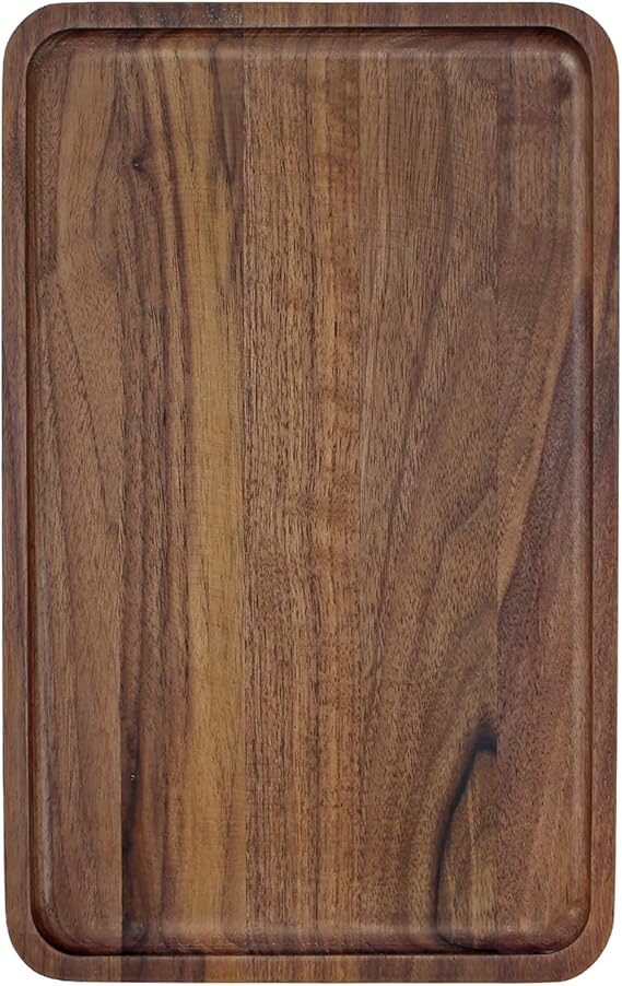 Amazon.com: GLIBBUL Wooden Serving Tray Walnut Wood Breakfast Platter ...