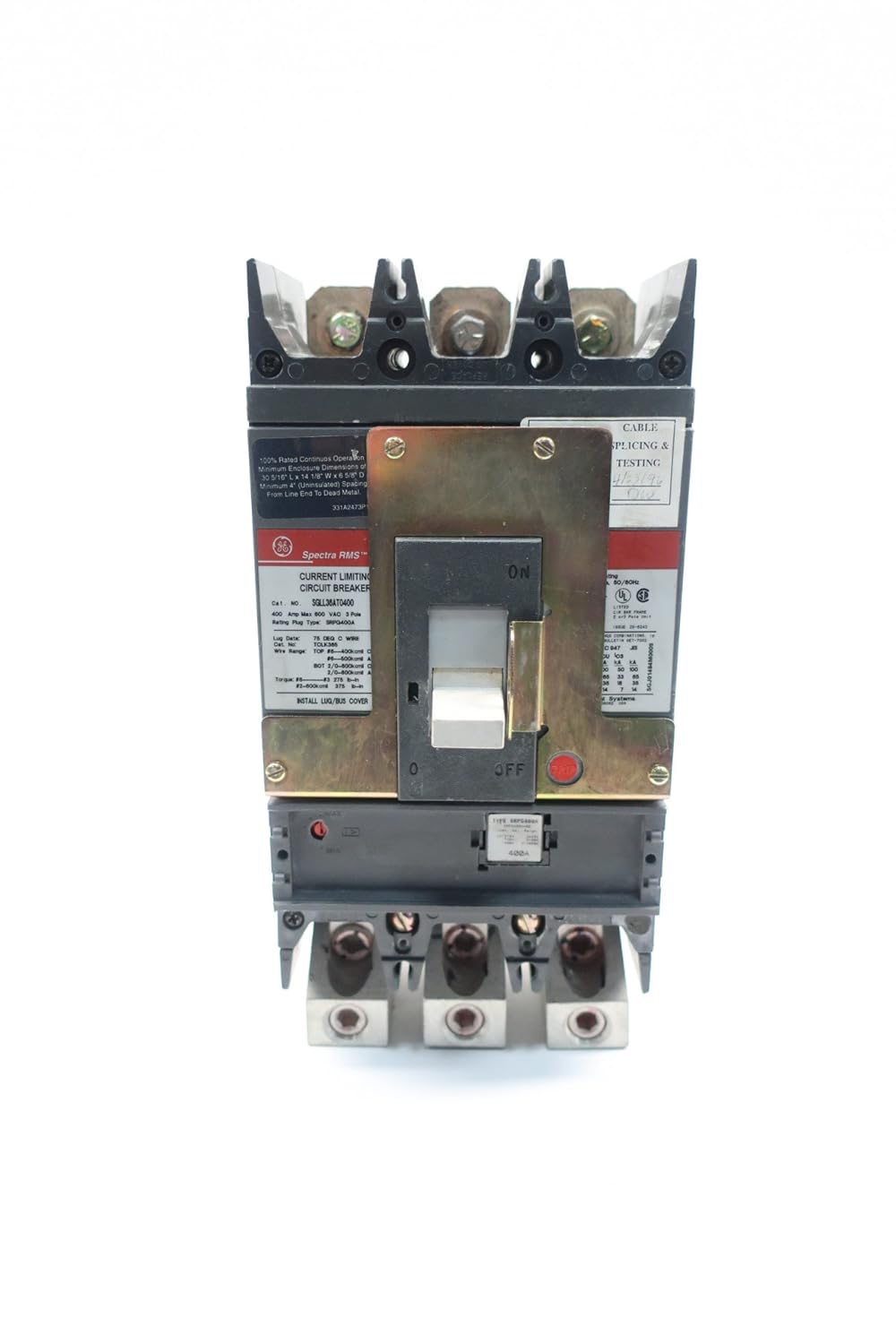 GE SGLL36AT0400 Spectra RMS Circuit Breaker 400A 3P 600V-AC W/ 400A ...
