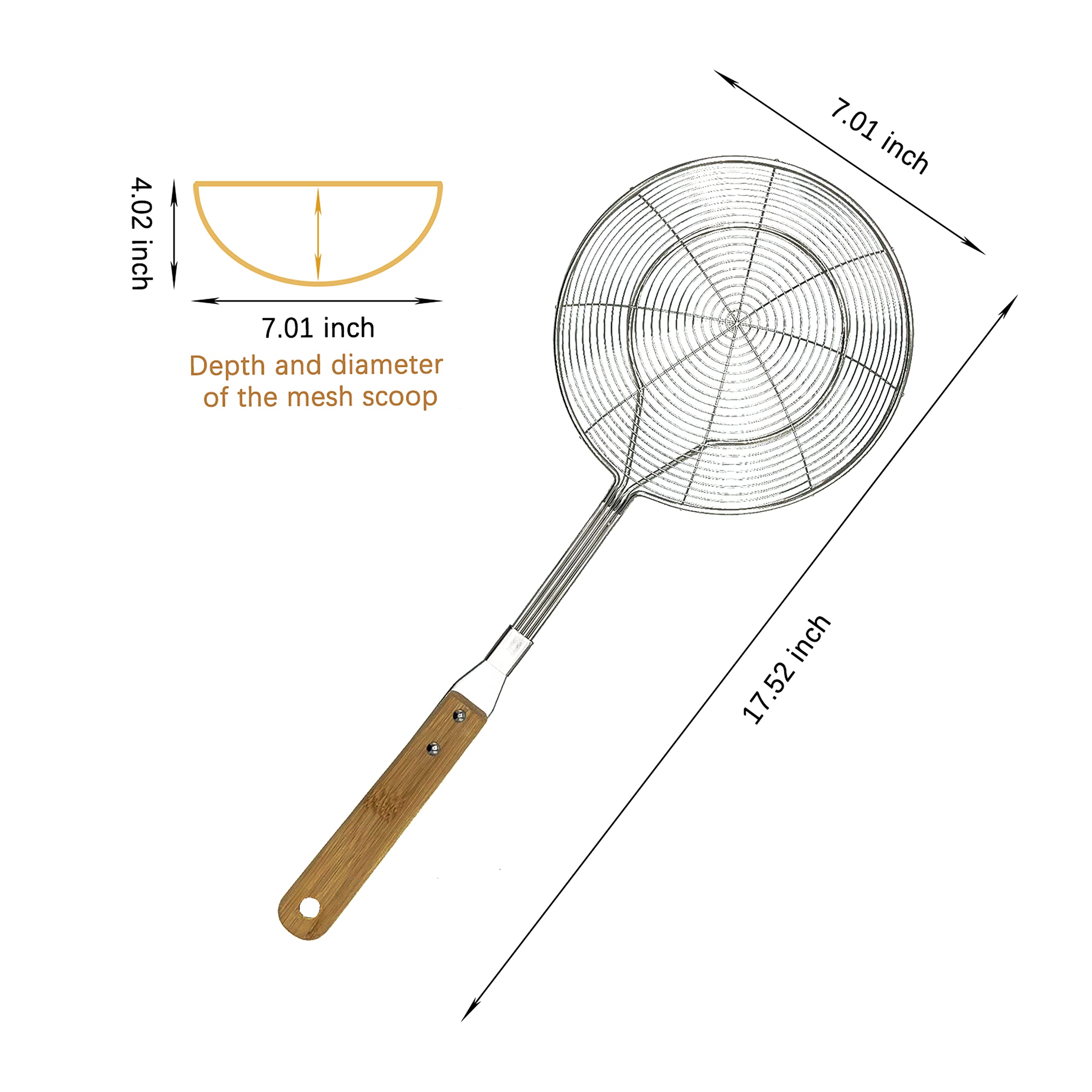Snapklik.com : Vivicreate 7 Inch Diameter Fine Mesh Strainers Bamboo ...