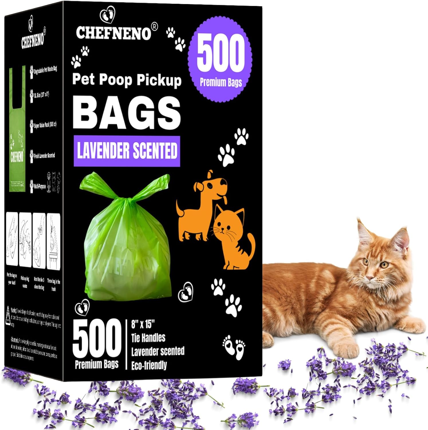 Amazon.com: Cat Litter Waste Bags Biodegradable (500 Count) Dog Poop ...