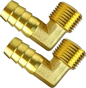 2pcs Brass 90 Degree Elbow 5/8" Hose Barb to 1/2" NPT Male Barbed Fitting by CX WONDERLAND ...