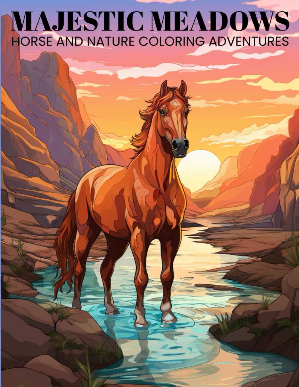 Horse Coloring Book: Majestic Meadows- Horse and Nature Coloring ...