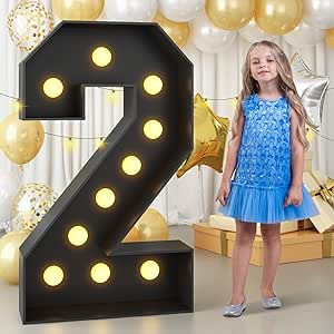 Amazon.com: Marquee 2 Number 4ft Light up Numbers Black Large Numbers ...