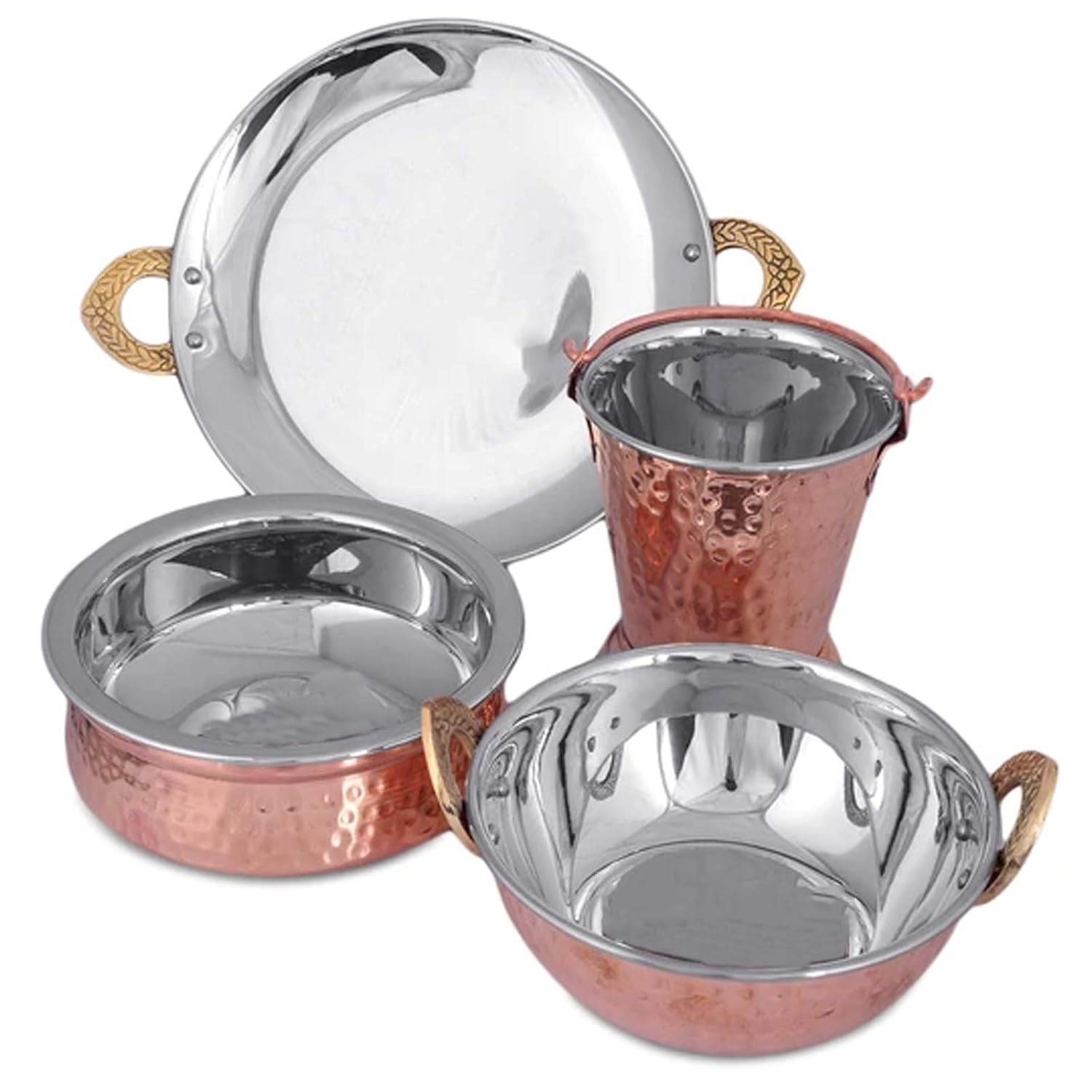 Buy COPPER Kitchenware Copper Steel Serveware Set Including 1 Bucket, 1 ...