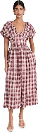 En Saison Women's Colebee Maxi Dress, Bordeaux, Red, Plaid, L at Amazon ...