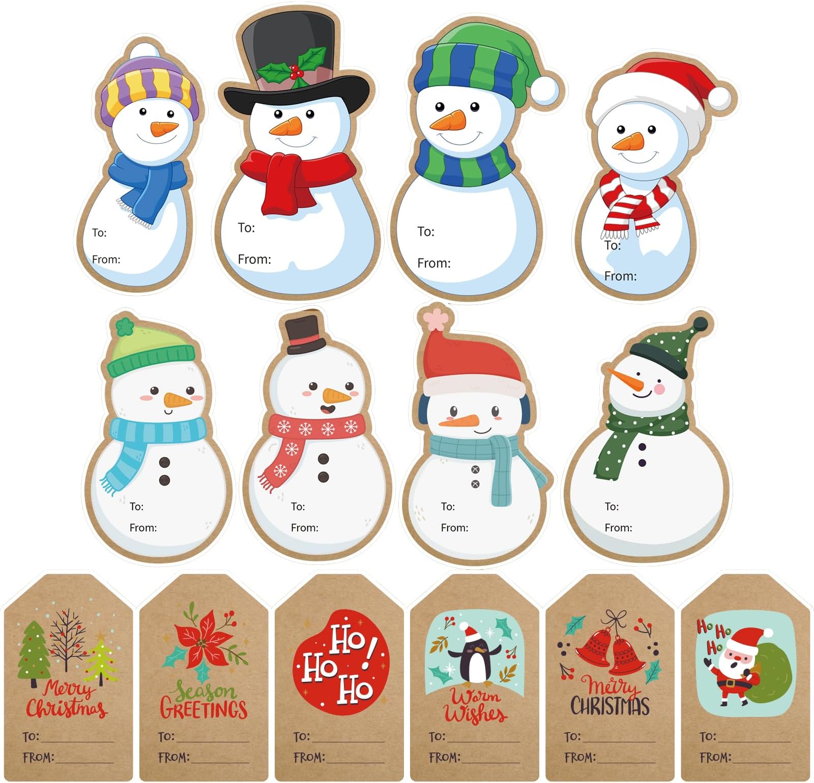 Amazon.com : 124 Pcs Christmas Gift Tags Stickers, Kraft Self Adhesive ...