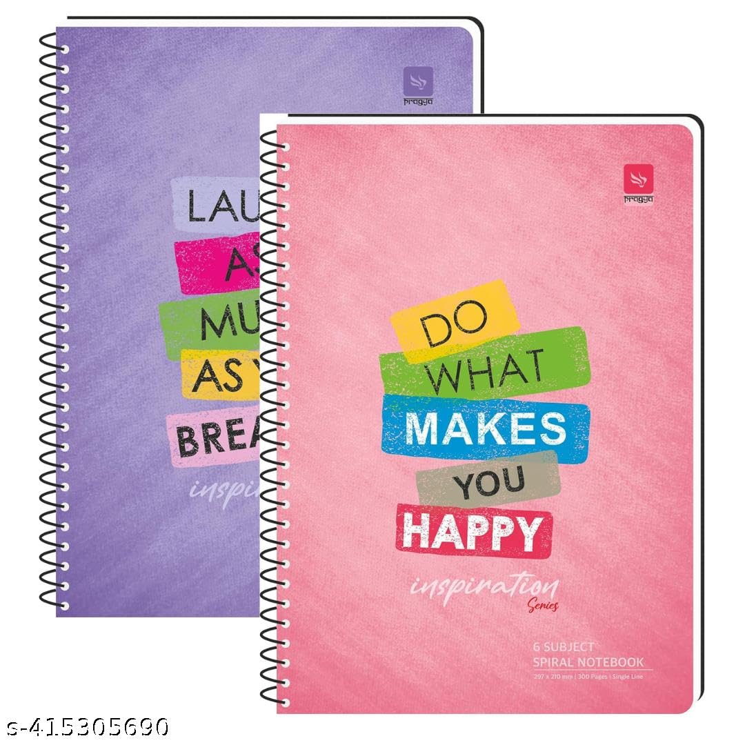 Pragya Spiral 6-Subject Notebook | 300 Colour Coded Pages Single Ruled ...