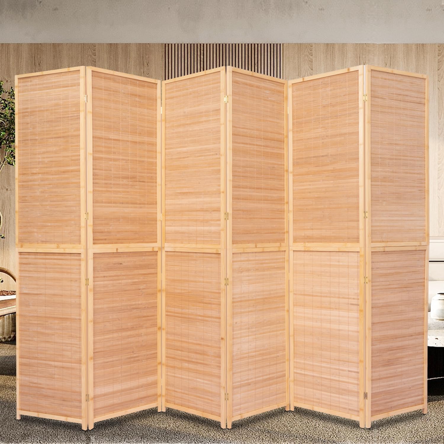 Amazon.com: Room Divider Folding Privacy Screens, 6FT Bamboo Room ...