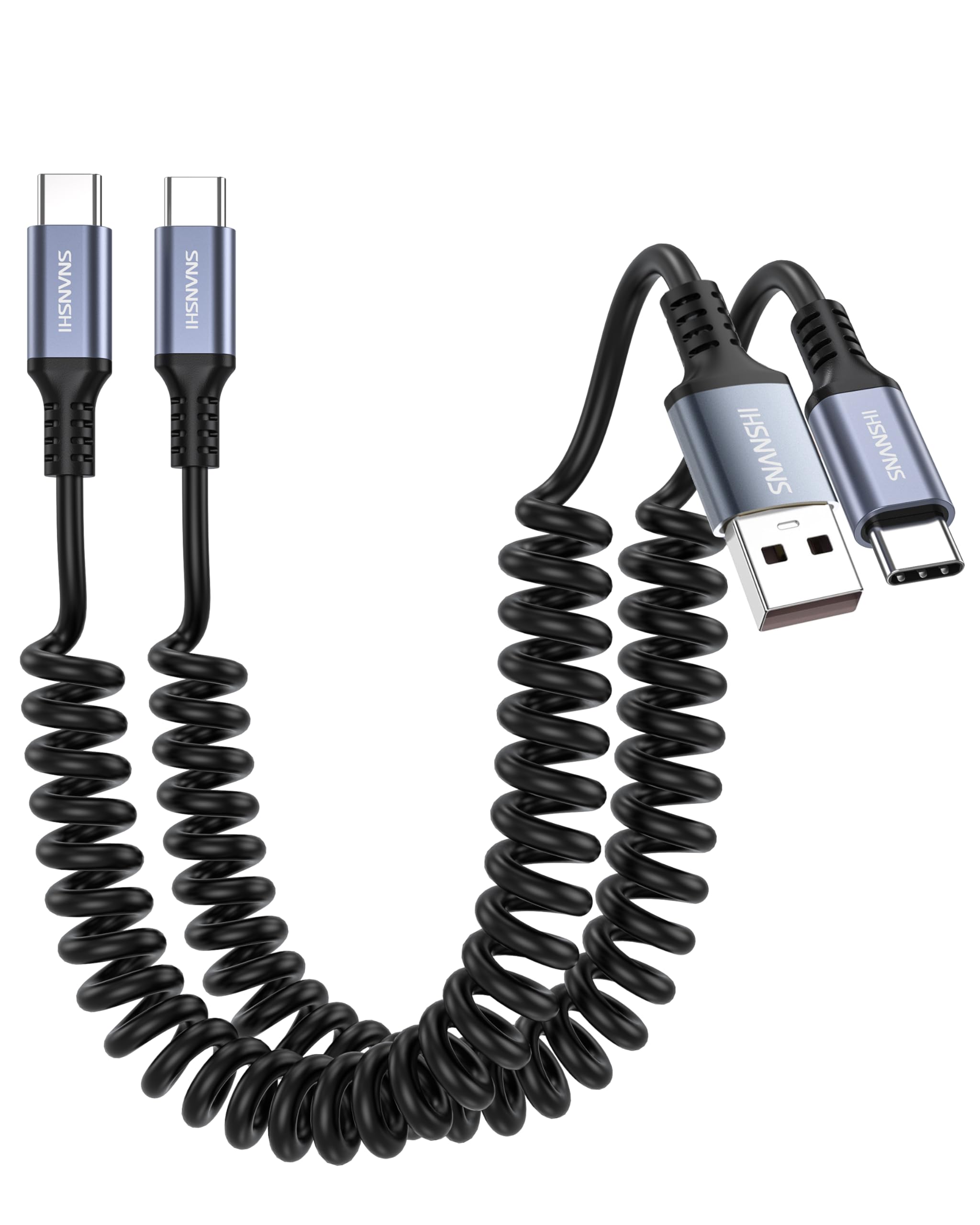 Amazon.com: Short Coiled USB C Cable 1ft - 2Pack Coiled USB C Cable ...