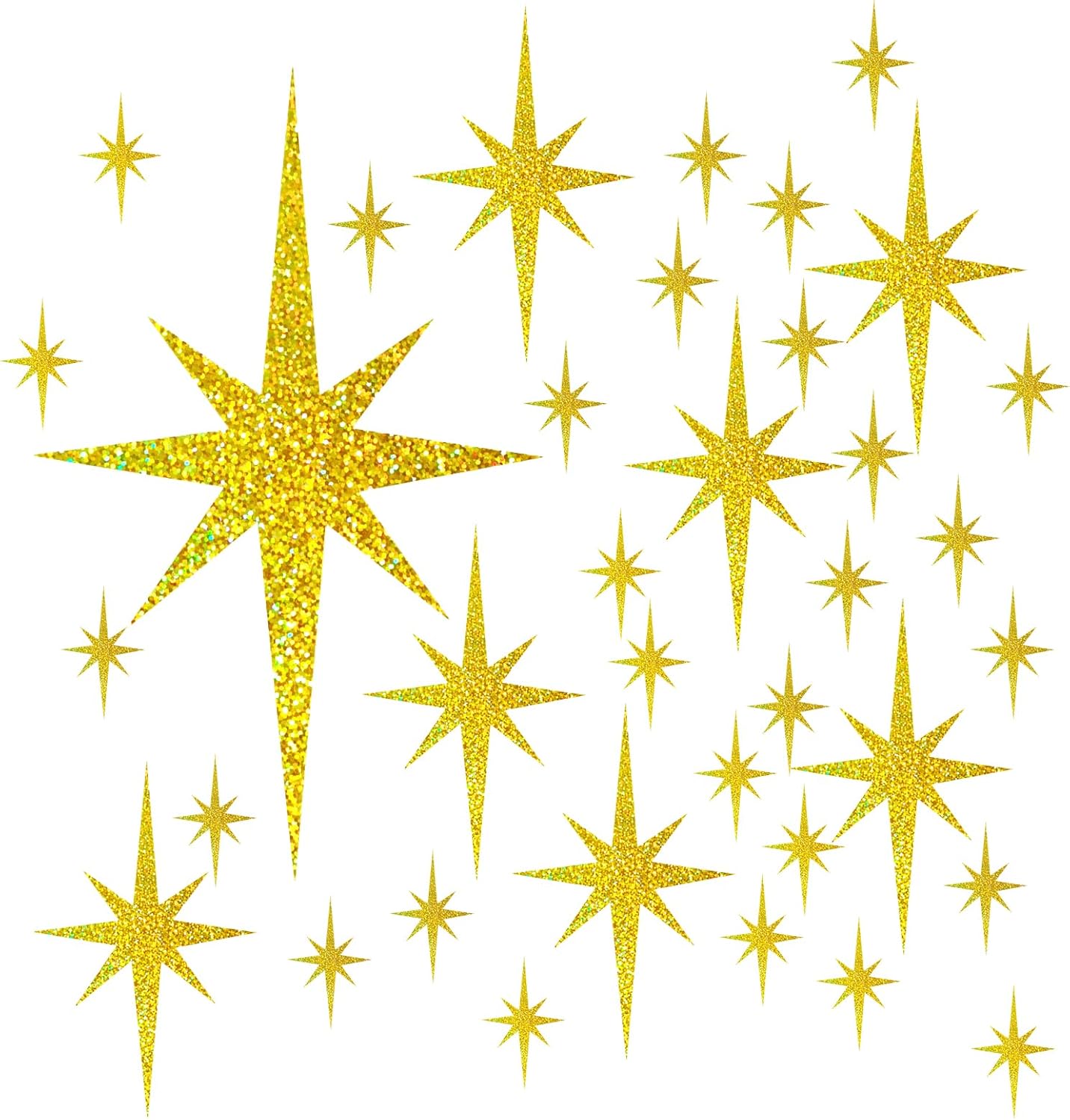 Amazon.com: DELEMI 45 Pcs 3D Sequined Star Wall Decals, Removable Gold ...