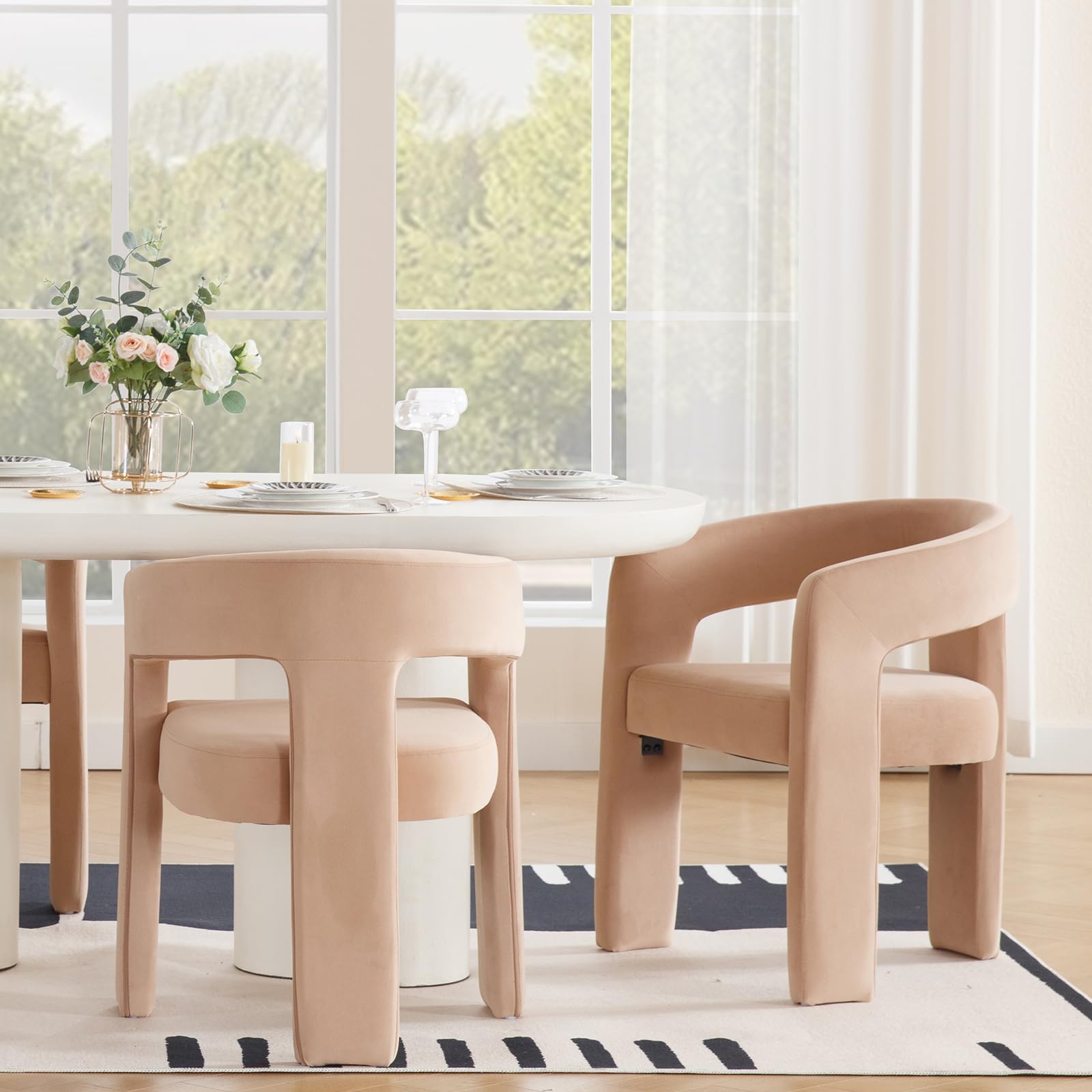 Amazon.com - DAYALANE Modern Barrel Dining Chairs Set of 2, Upholstered ...