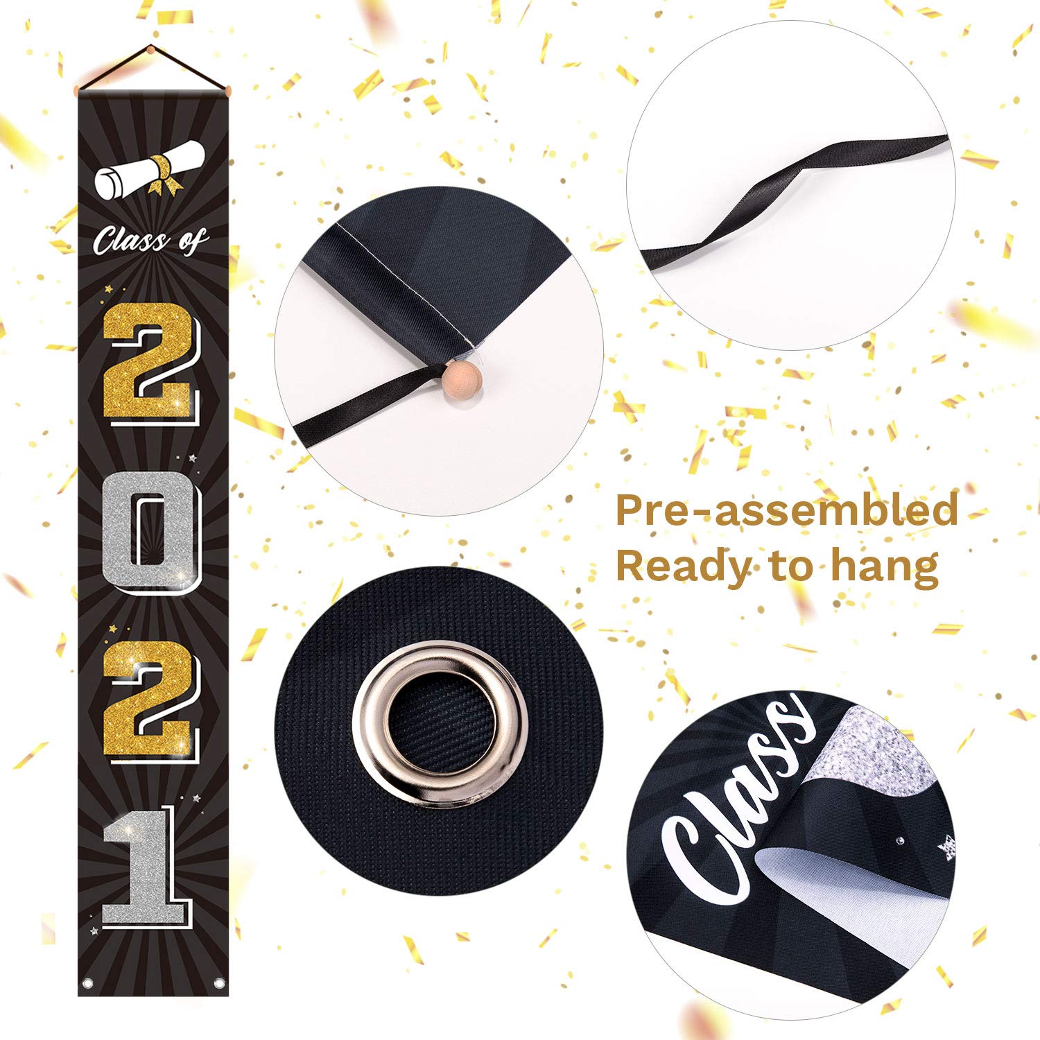 Whaline Congrats Grad Door Sign 2021 Graduation Porch Sign Class of ...