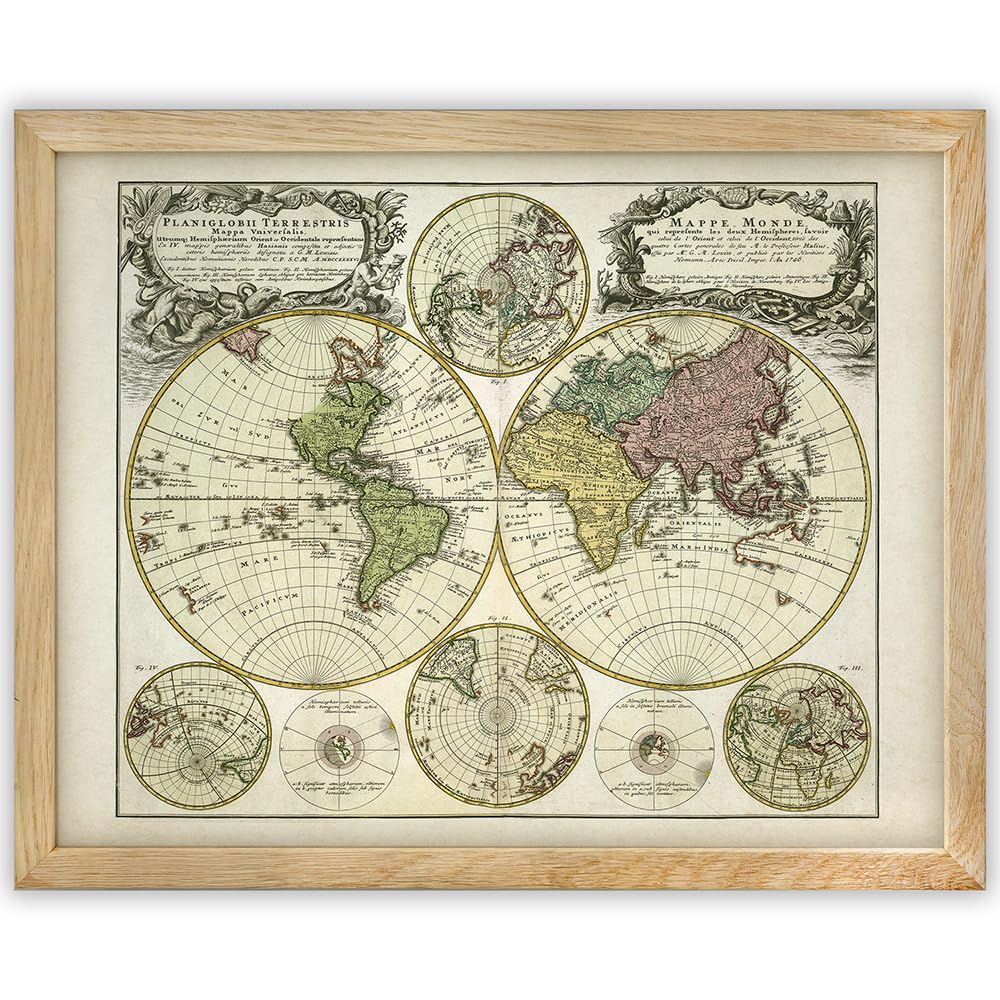 Amazon.com: Vintage Old World Map - 11x14 Framed Art Print - Great ...
