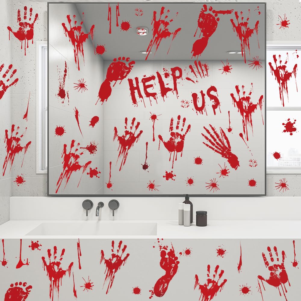 Bloody Handprints On Window