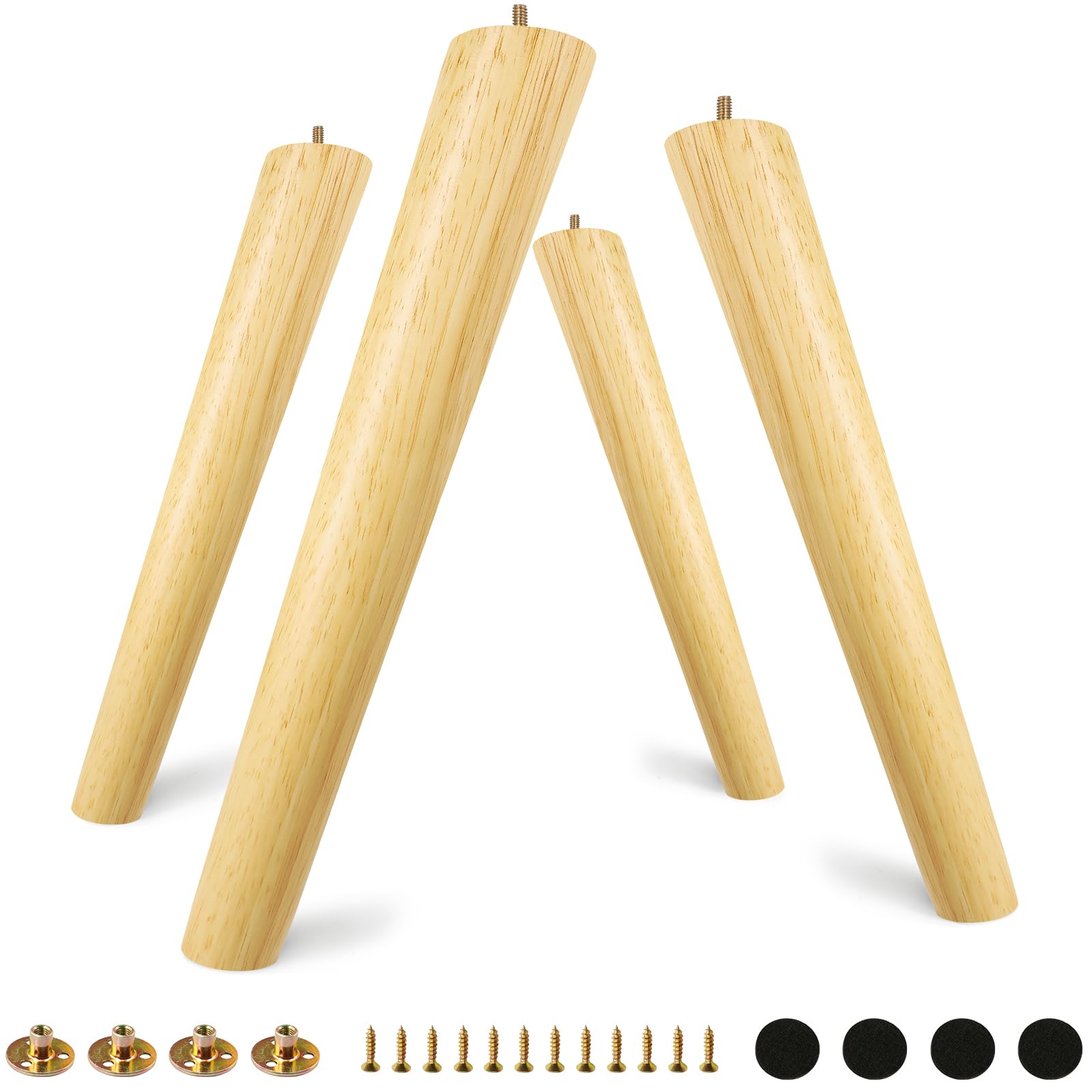 Amazon.com: FoDau770 Rubber Wood Furniture Legs 16 Inch, Slant Tapered ...