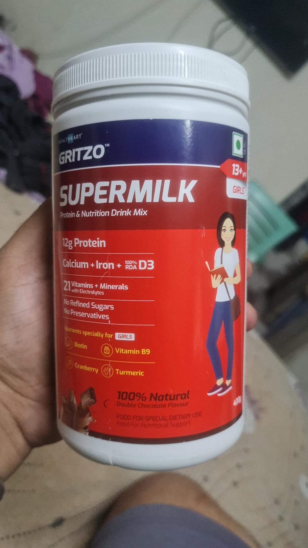 Gritzo SuperMilk Overall Growth (13+y Girls), 12g Protein (Double ...