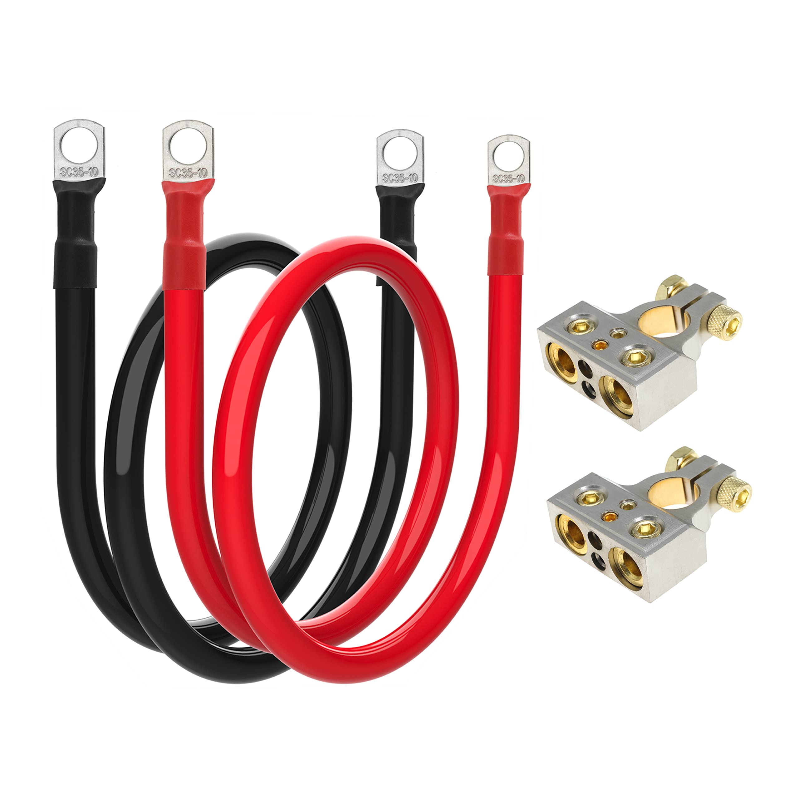 Amazon.com: 2 AWG Battery Cable 2 Gauge Battery Inverter Cables with 3/ ...