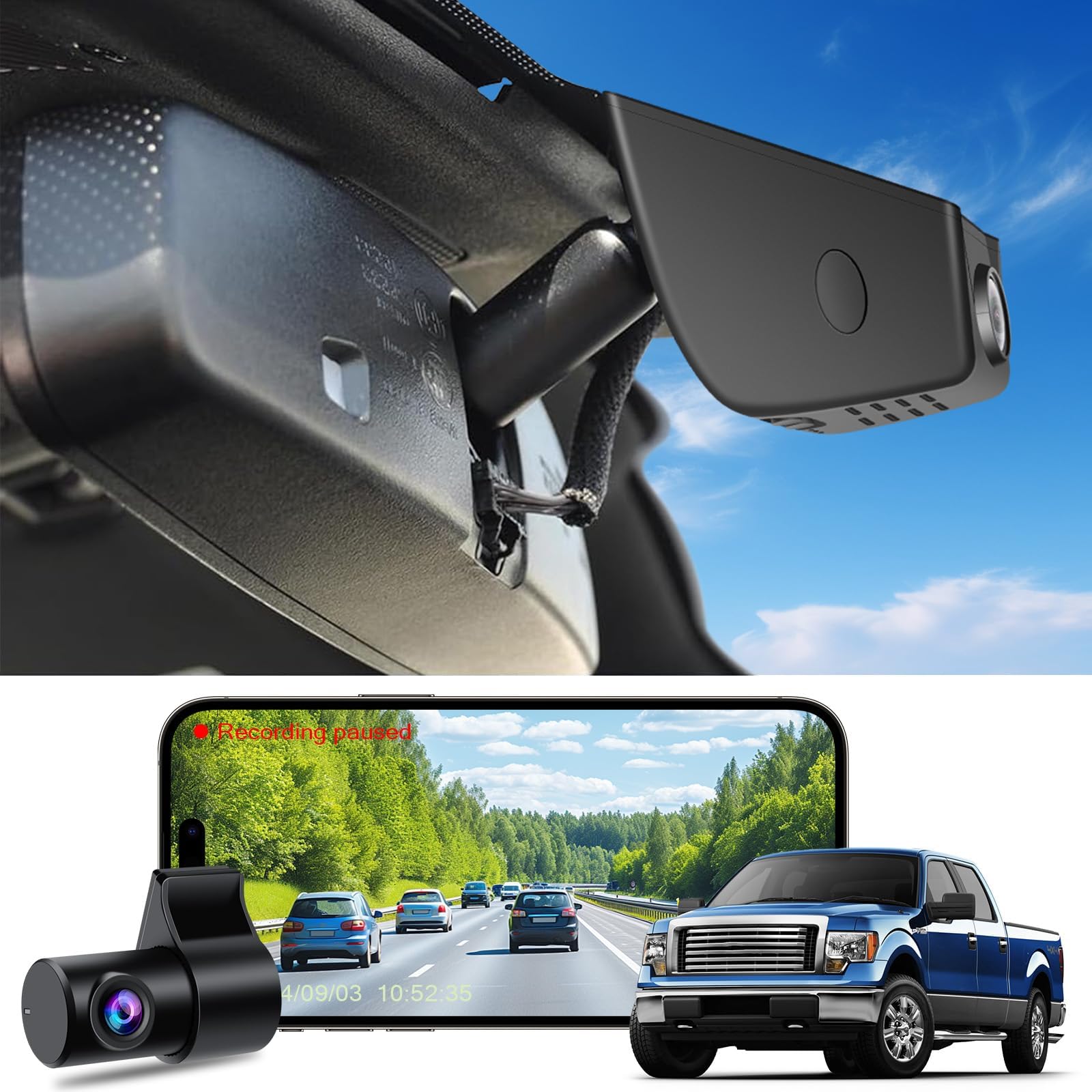 Amazon.com: KuTaiTai 4K Dash Cam for Ford F150 2018-2025 F250/F350 ...