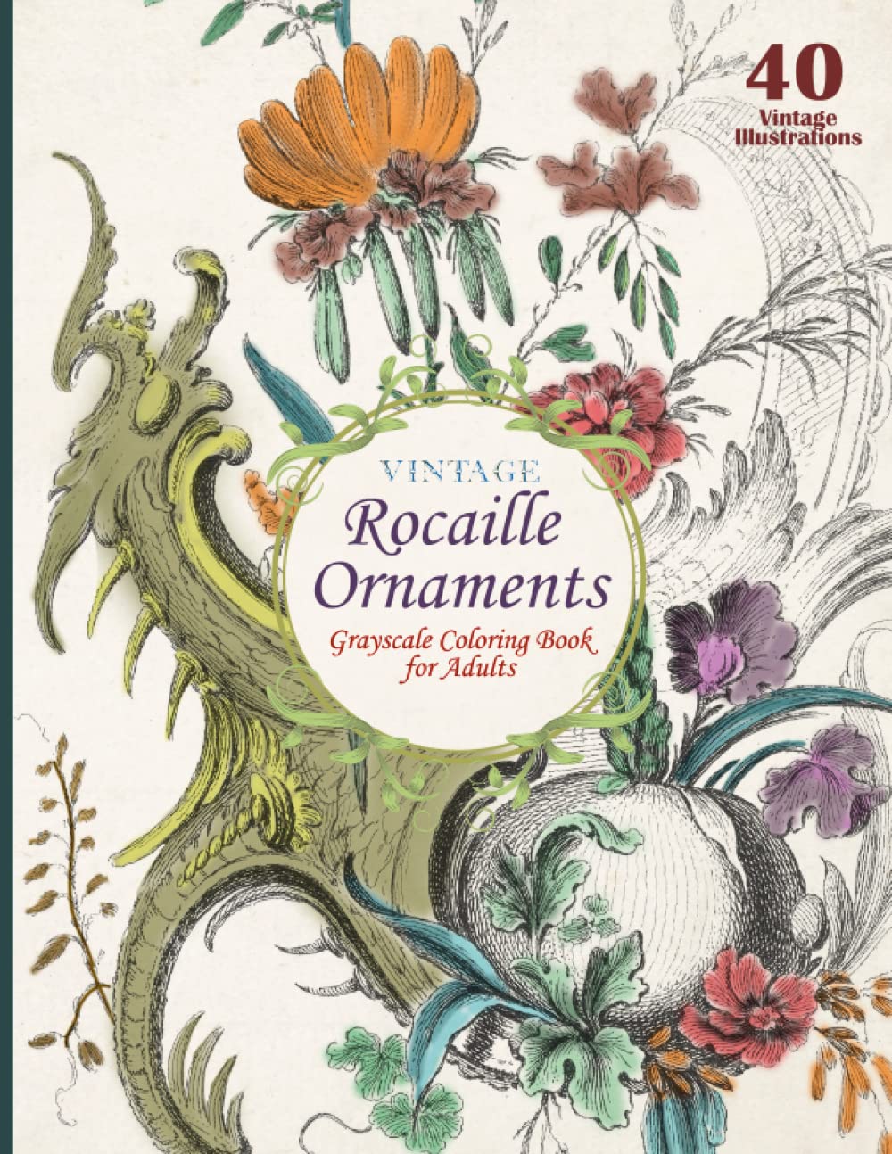 Amazon.com: Grayscale Adult Coloring Book-Rocaille Ornaments: 40 ...