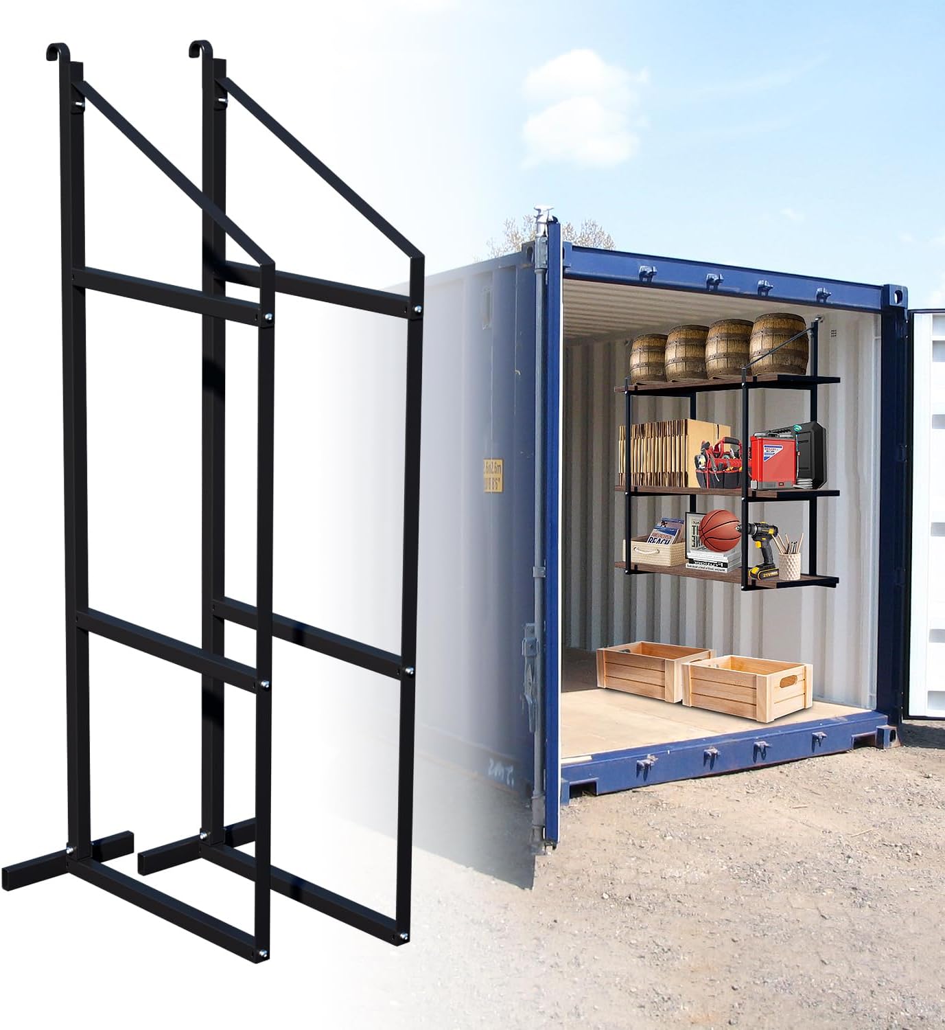 Amazon.com: Generic 2-Tier Heavy Duty Black Steel Container Shelving ...