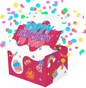 Amazon.com: FETTIPOP Gift Box Surprise Exploding Confetti Kit (Red ...