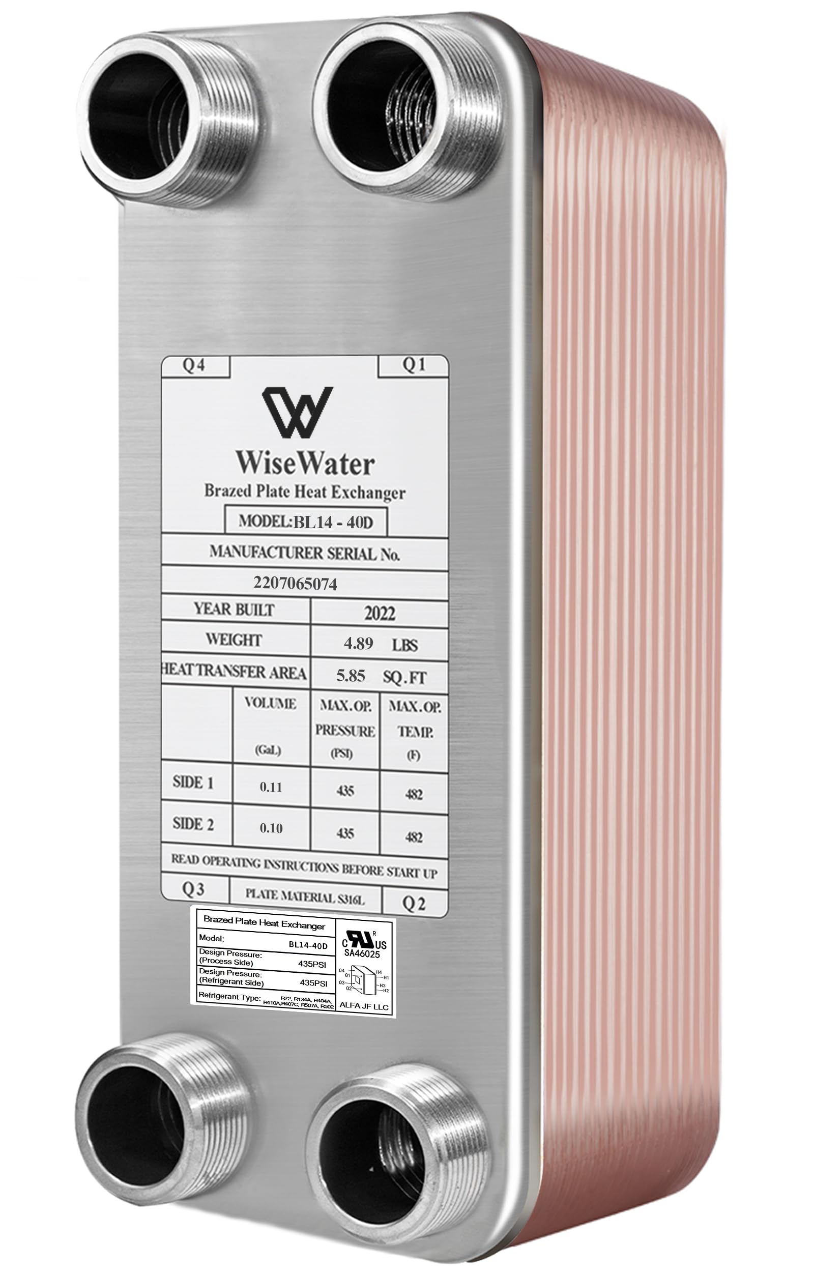 Snapklik.com : AB Plate Heat Exchanger, 3x8 40 Plates Water To Water ...