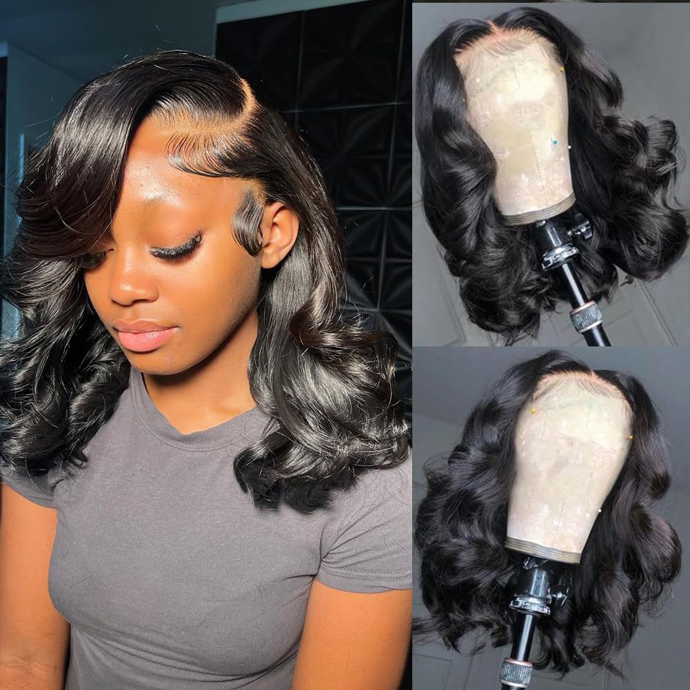 Amazon.com : A FUTURE TONGMEI 16 Inch Body Wave Bob Wig Human Hair 13x4 ...
