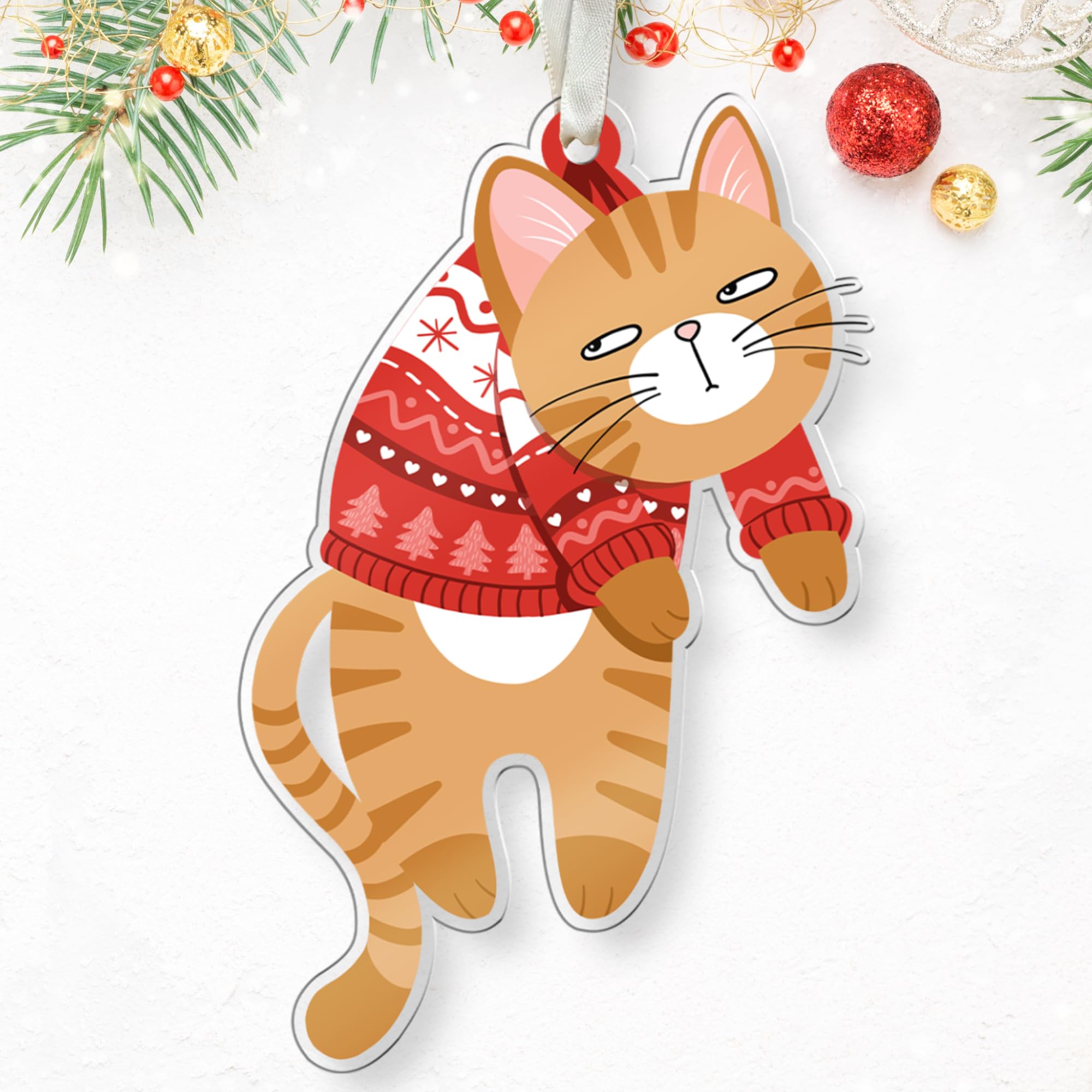 Amazon.com: Tabby Cat Ornaments - Tabby Cat Gifts - Tabby Cat Christmas ...