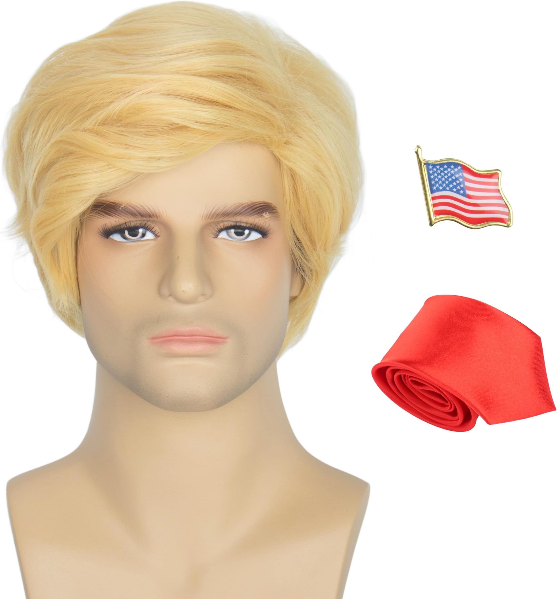 Amazon.com: Yan Dream 4pcs Men Short Straight Blonde Wig with Flag Pin ...
